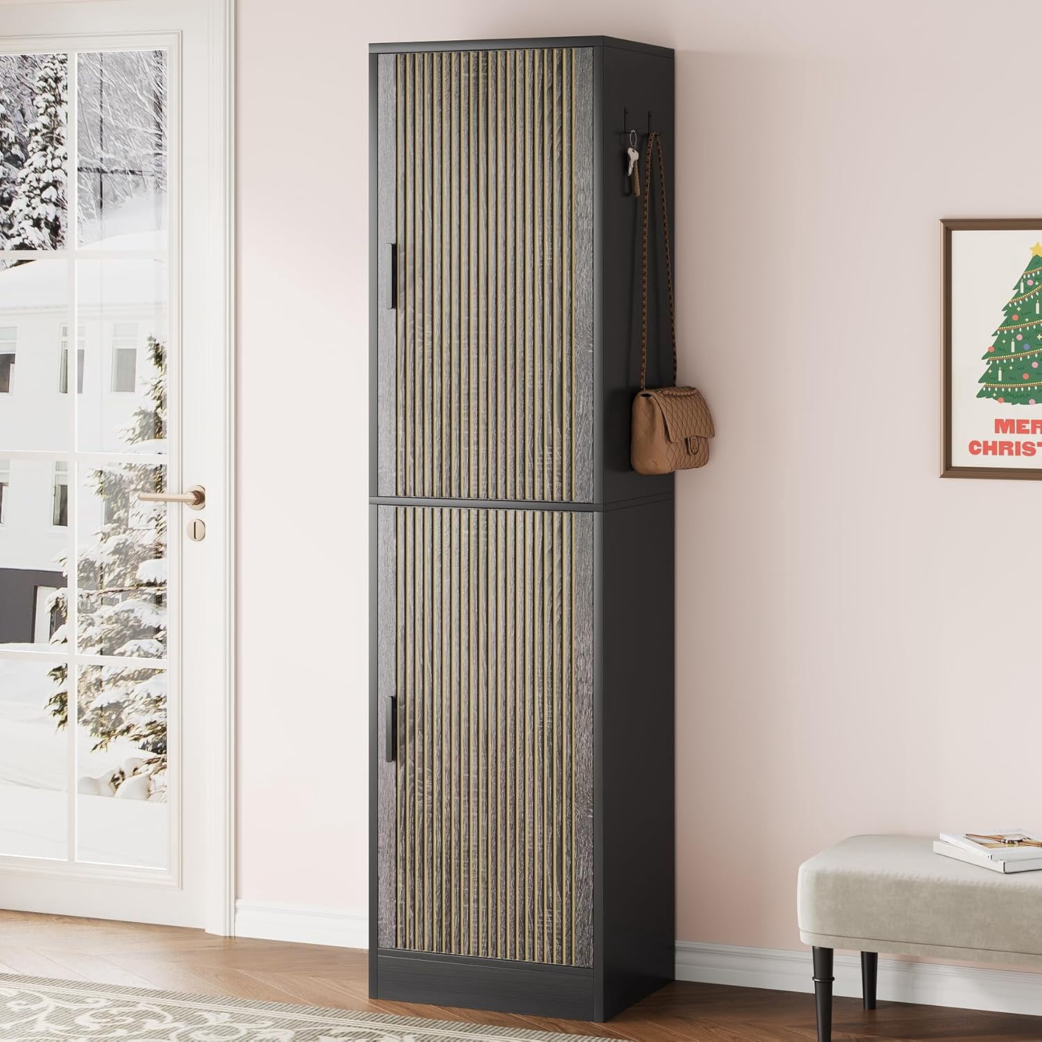 Shoe Cabinet with Slipper Rack, 10-Tier Narrow Tall Shoe Storage ...