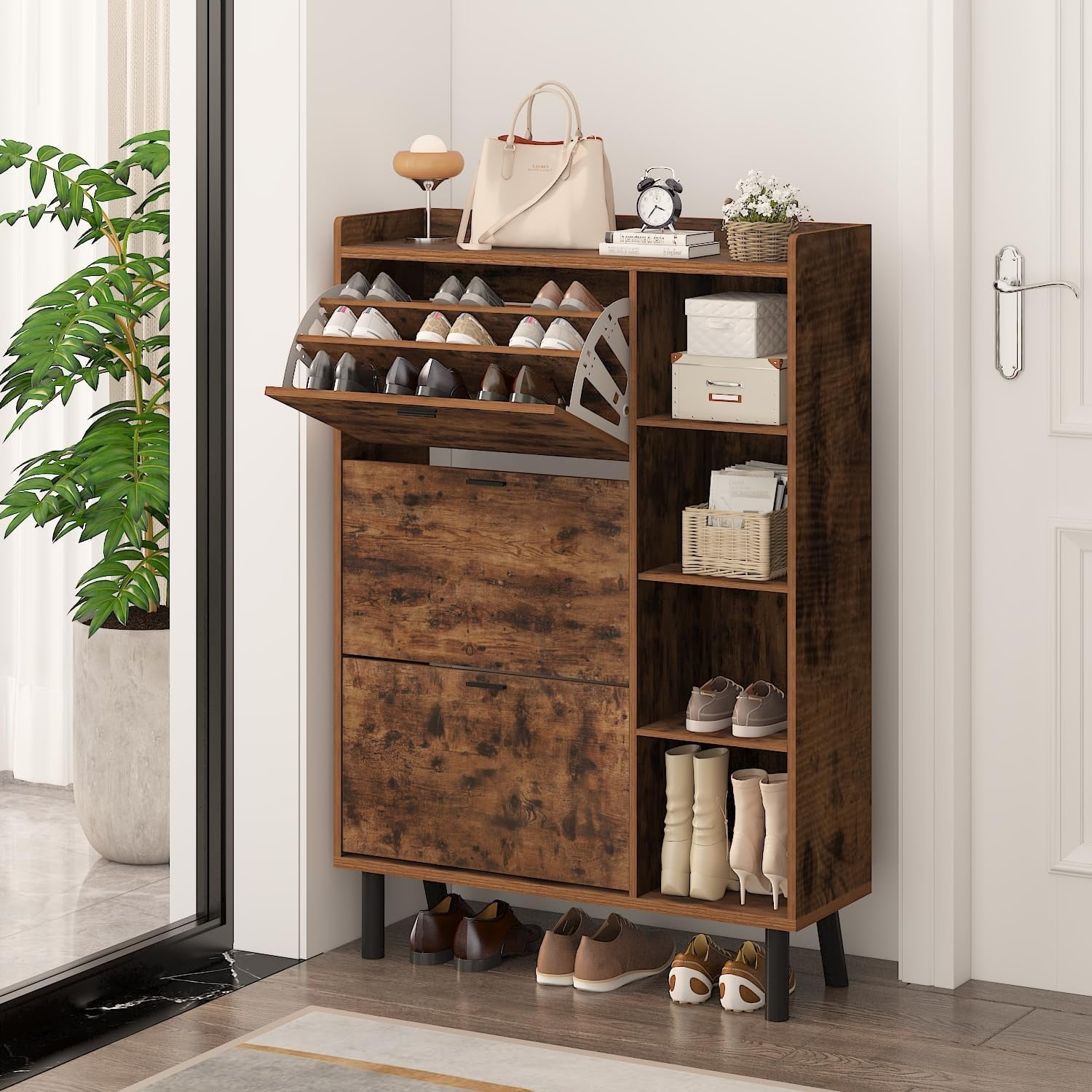 Shoe Cabinet Storage, 3 Layers Shoe Storage Cabinet for Entryway with 3 ...