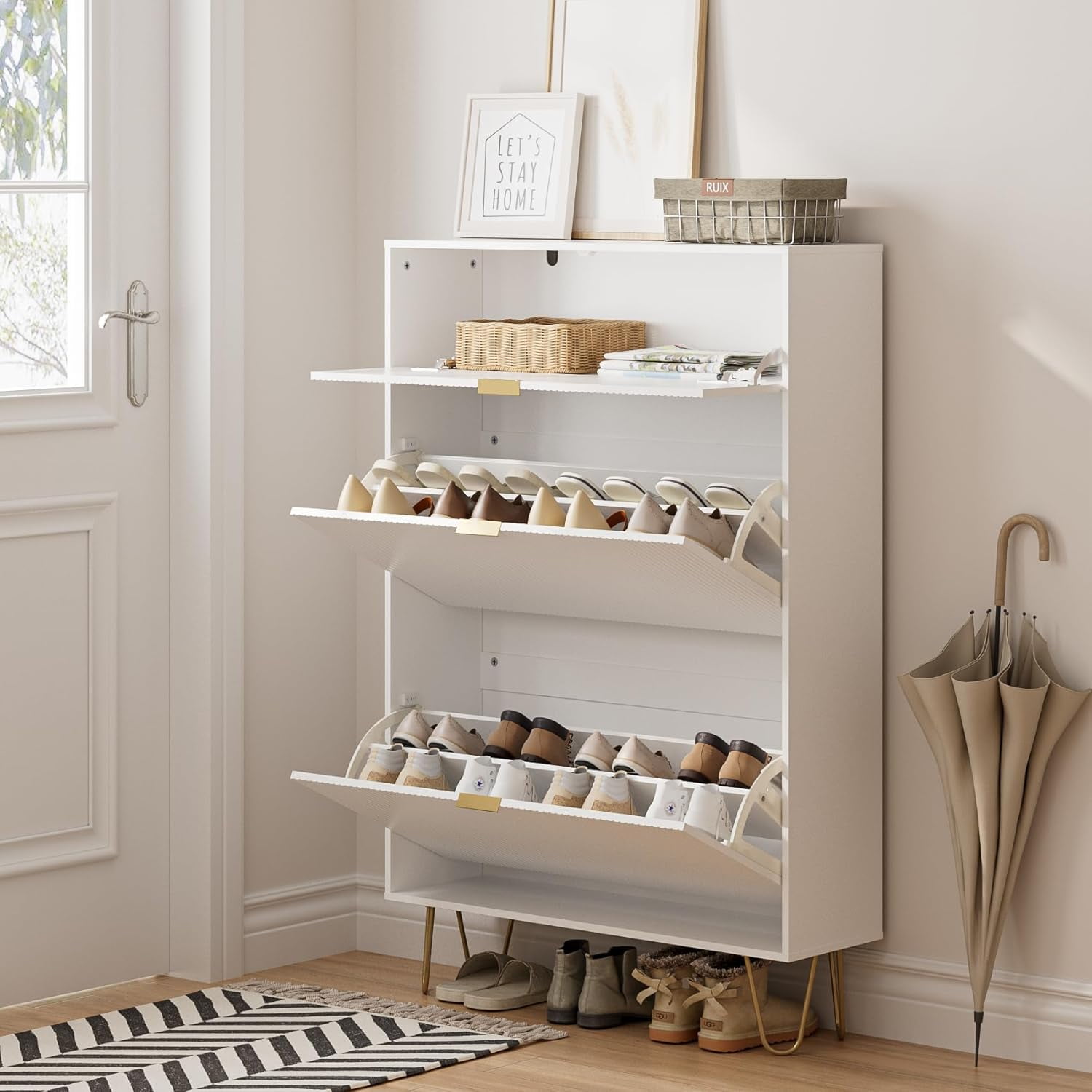 Shoe Cabinet, Shoe Storage Cabinet for Entryway, Freestanding Shoes ...
