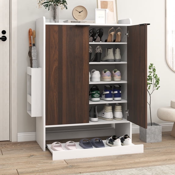 JOIVI Shoe Cabinet Storage for Entryway, 2-Door 5-Tiers Wood Shoe Rack ...