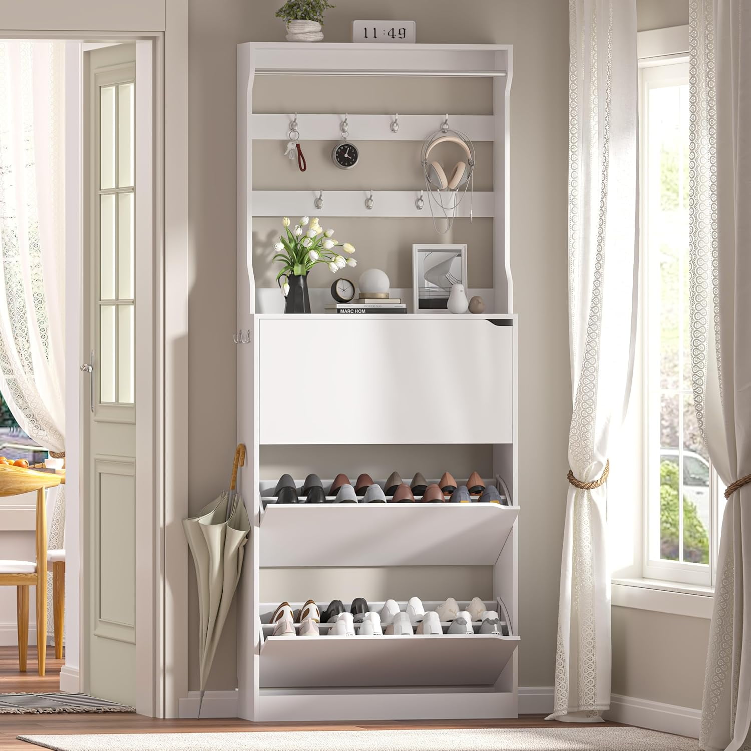 Shoe Cabinet Storage for Entryway Shoe Cabinet Storage with 3 Flip ...