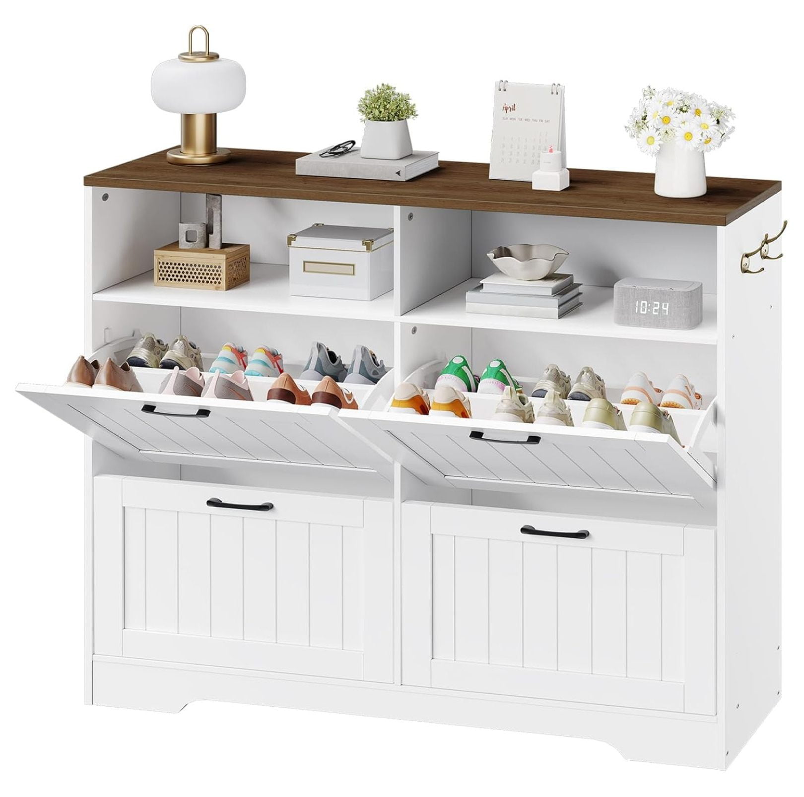 Shoe Cabinet Storage for Entryway, Freestanding Shoe Organizer Cabinet ...
