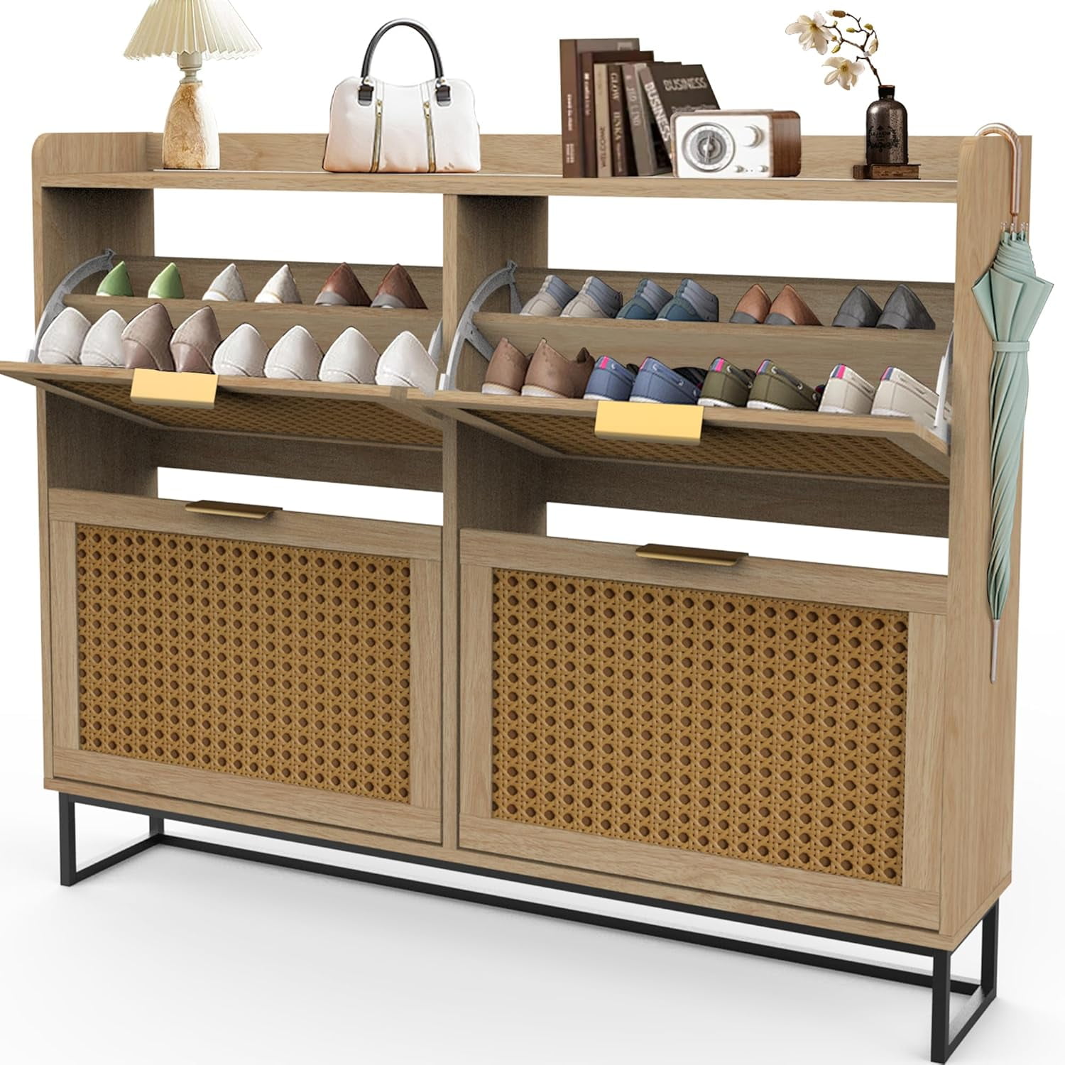 Shoe Cabinet Storage for Entryway Freestanding Shoe Organizer Cabinets ...