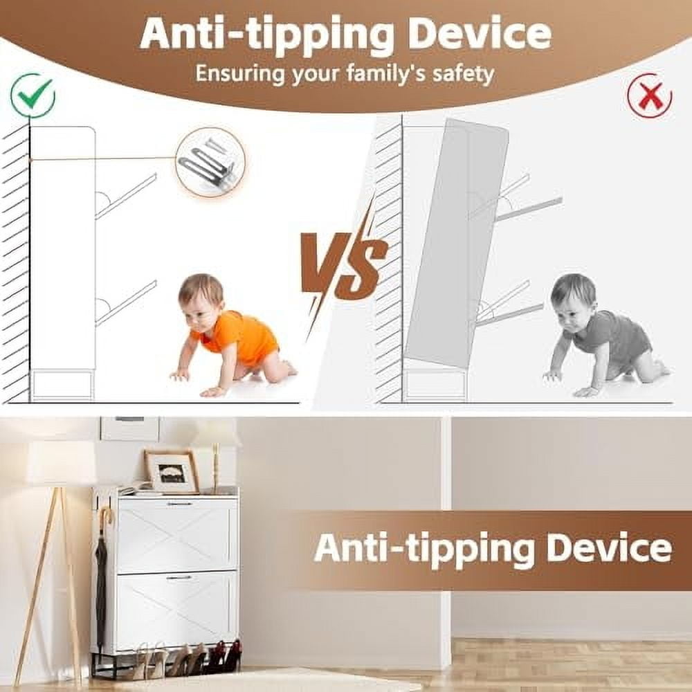 Shoe Cabinet Storage for Entryway Hidden Shoes Storage Cabinet with 2 ...