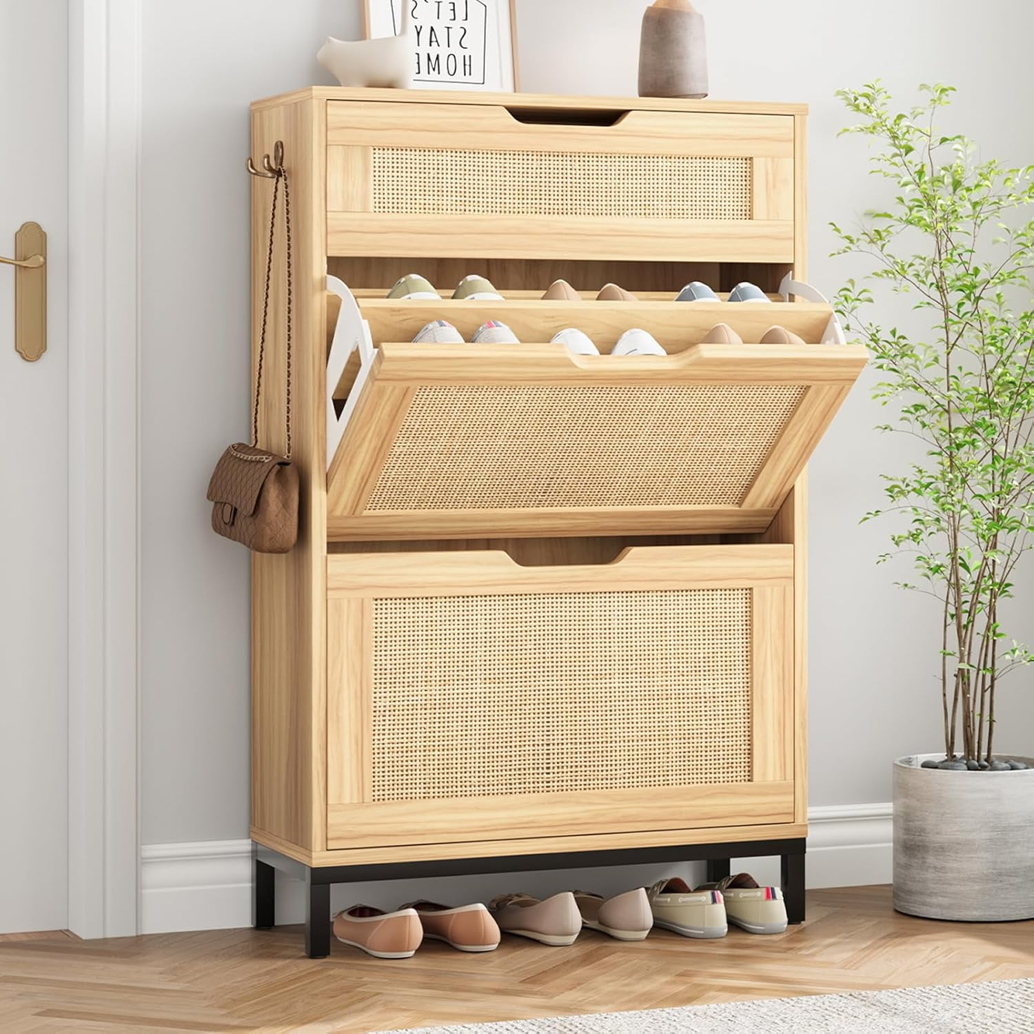 Shoe Cabinet Storage for Entryway Hidden Shoes Storage Cabinet Narrow ...