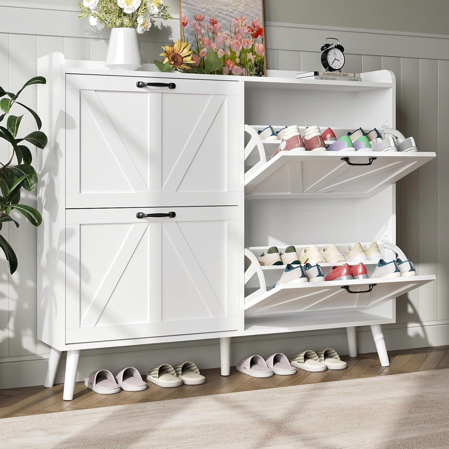 Shoe Cabinet Storage for Entryway, Hidden Slim Shoe Organizer, Shoe ...