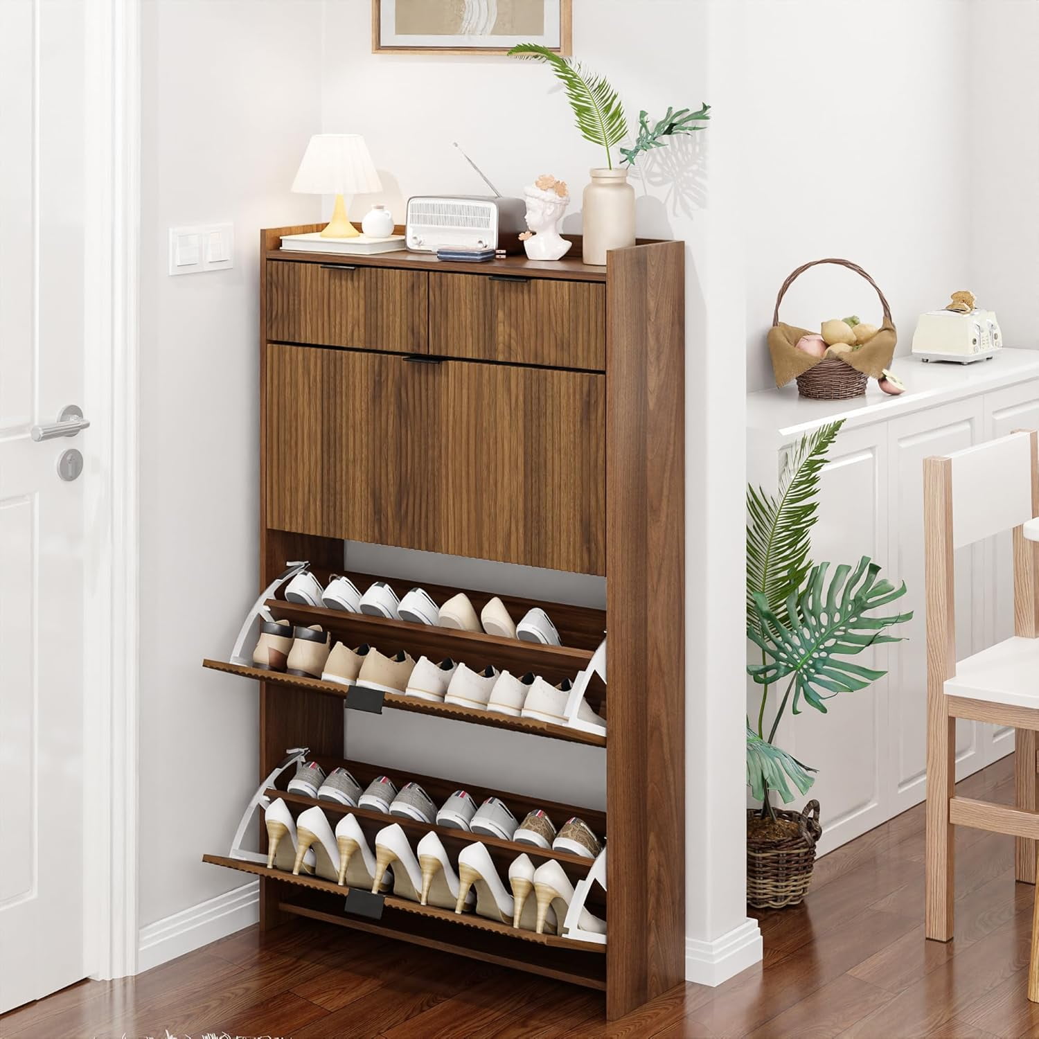 Shoe Cabinet Storage for Entryway, Modern Slim Shoe Organizer, Tipping ...