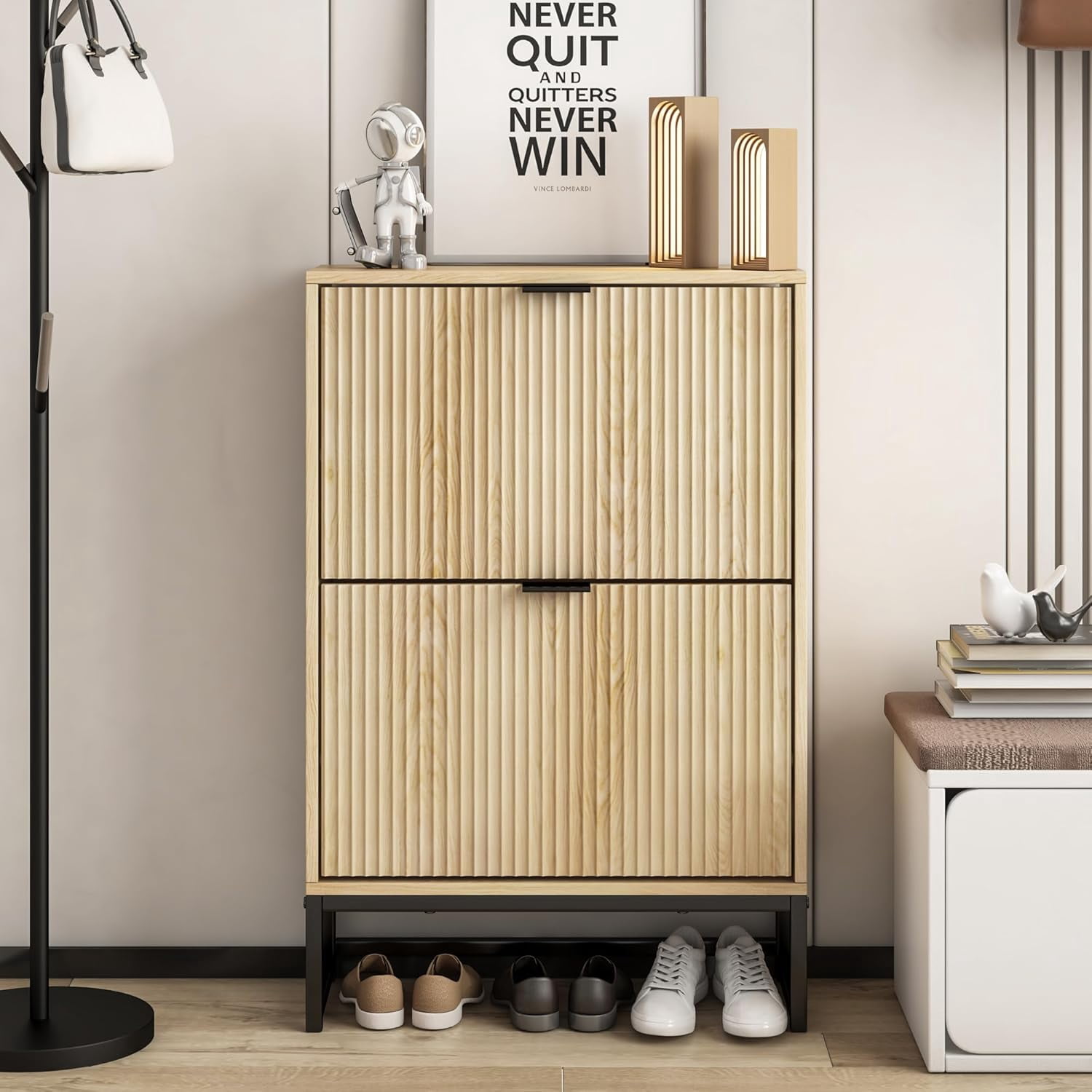 Shoe Cabinet Storage for Entryway, Modern Slim Shoe Organizer, Tipping ...