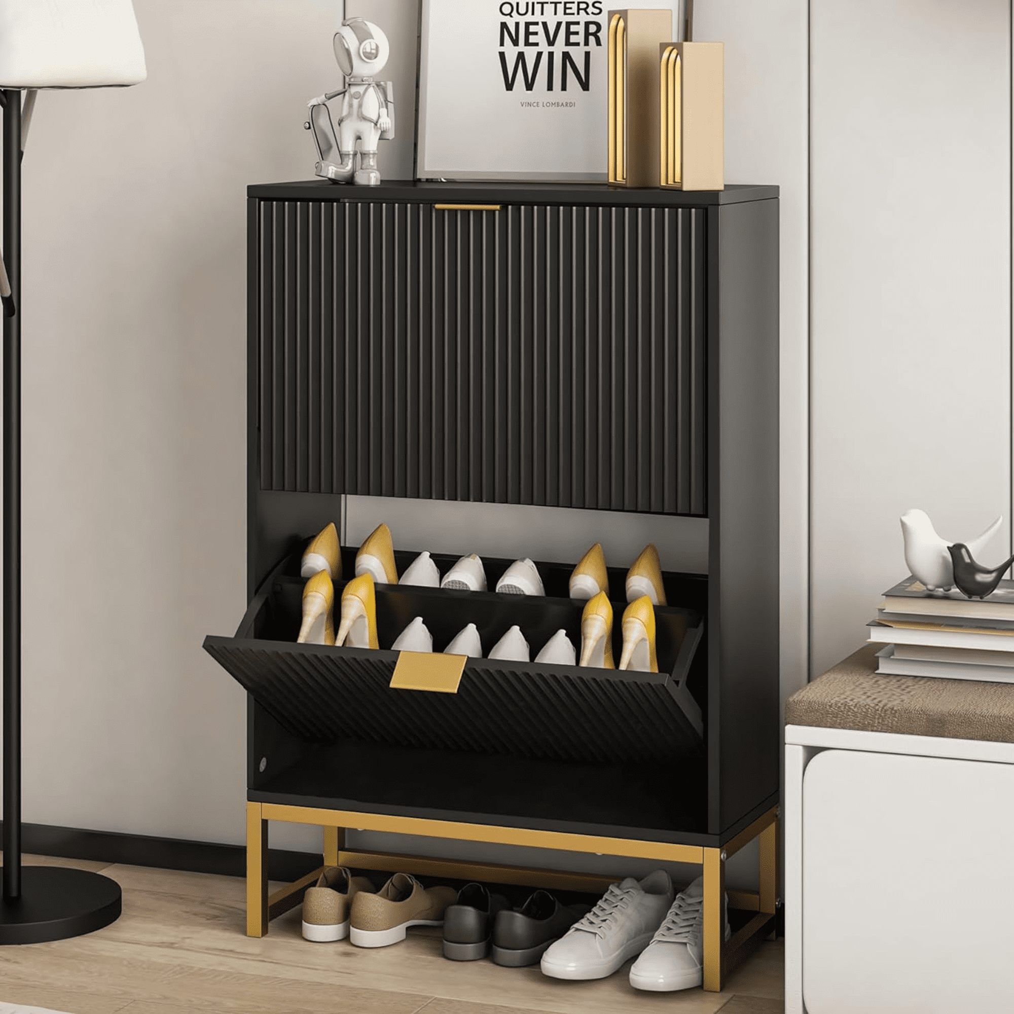 Shoe Cabinet Storage for Entryway, Modern Slim Shoe Organizer, Tipping ...