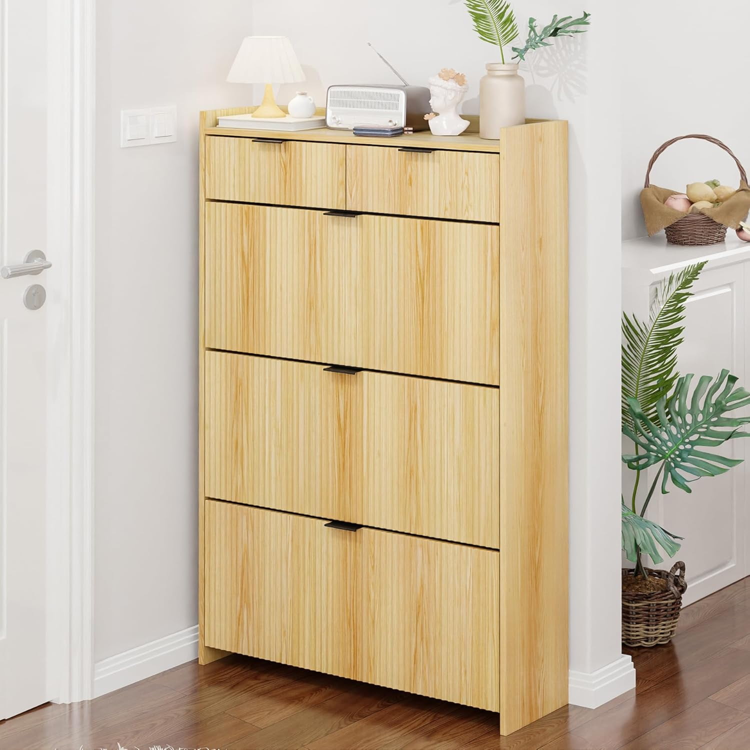 Shoe Cabinet Storage for Entryway, Modern Slim Shoe Organizer, Tipping ...