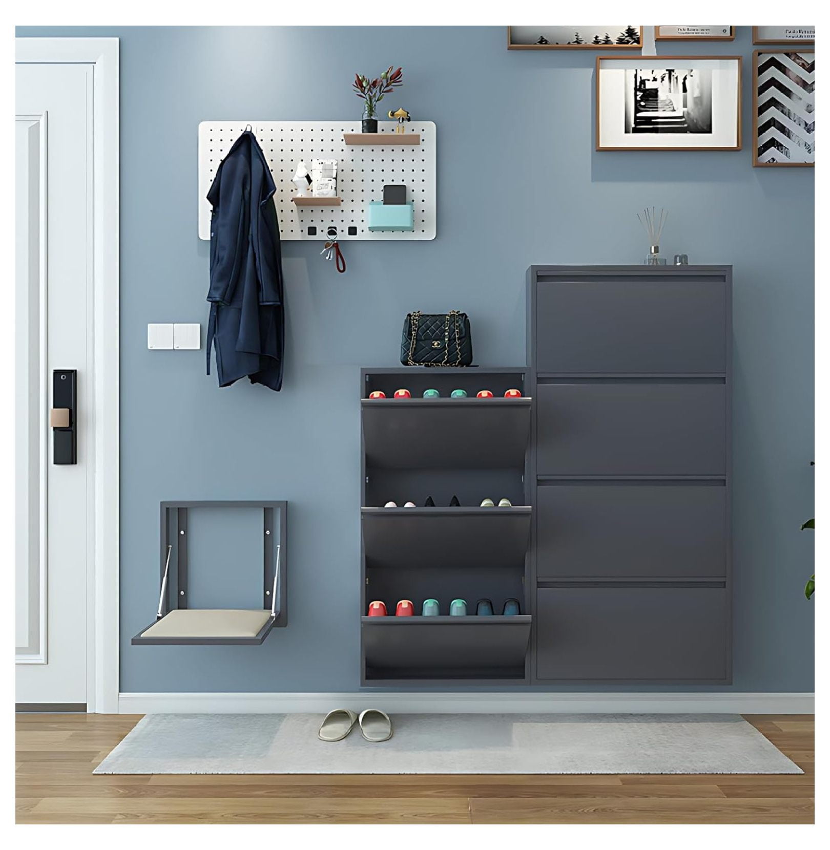 Shoe Cabinet Storage for Entryway,No-Assembly Hidden Shoe Rack Cabinet ...