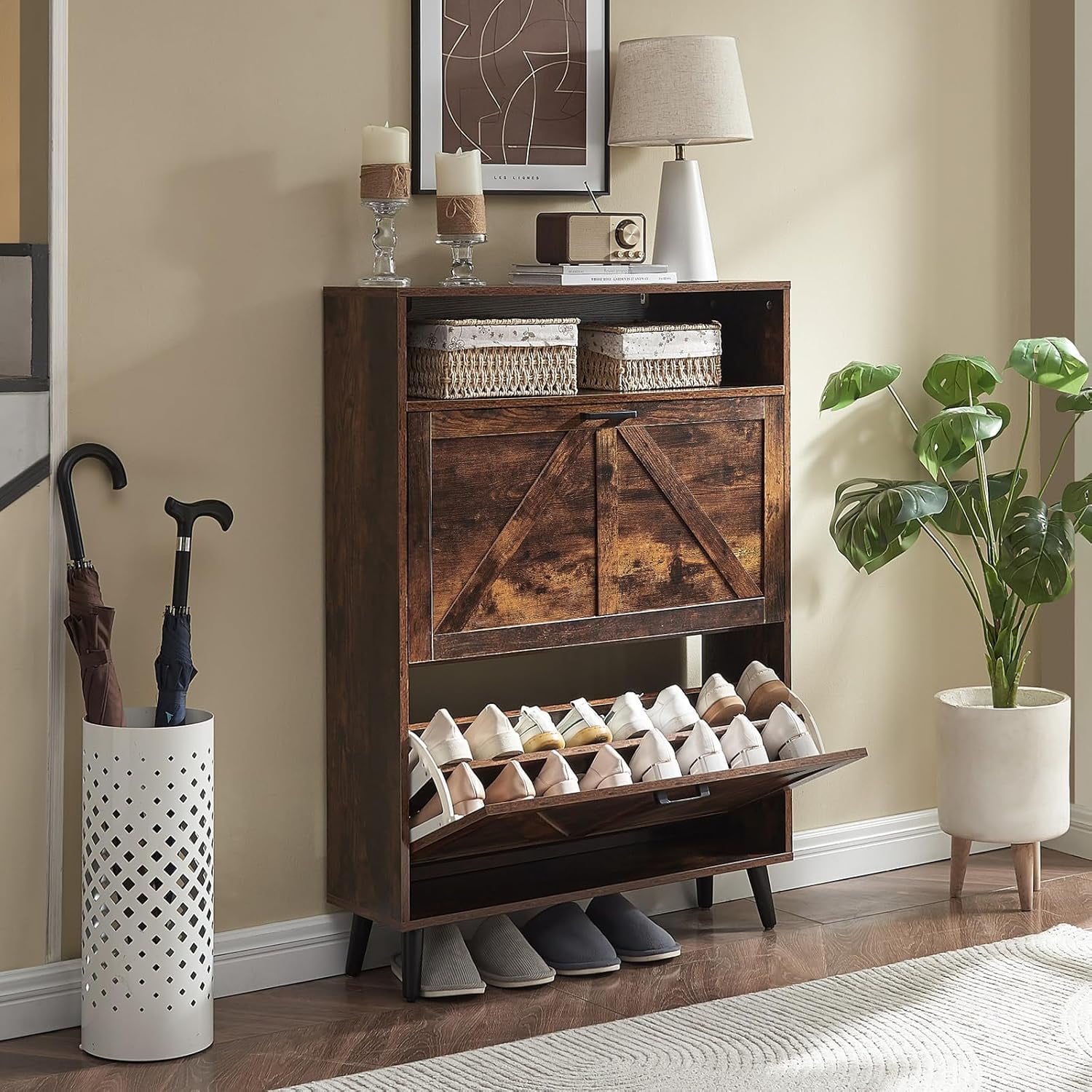 Shoe Cabinet Storage for Entryway Shoe Storage Cabinet with 2 Flip ...