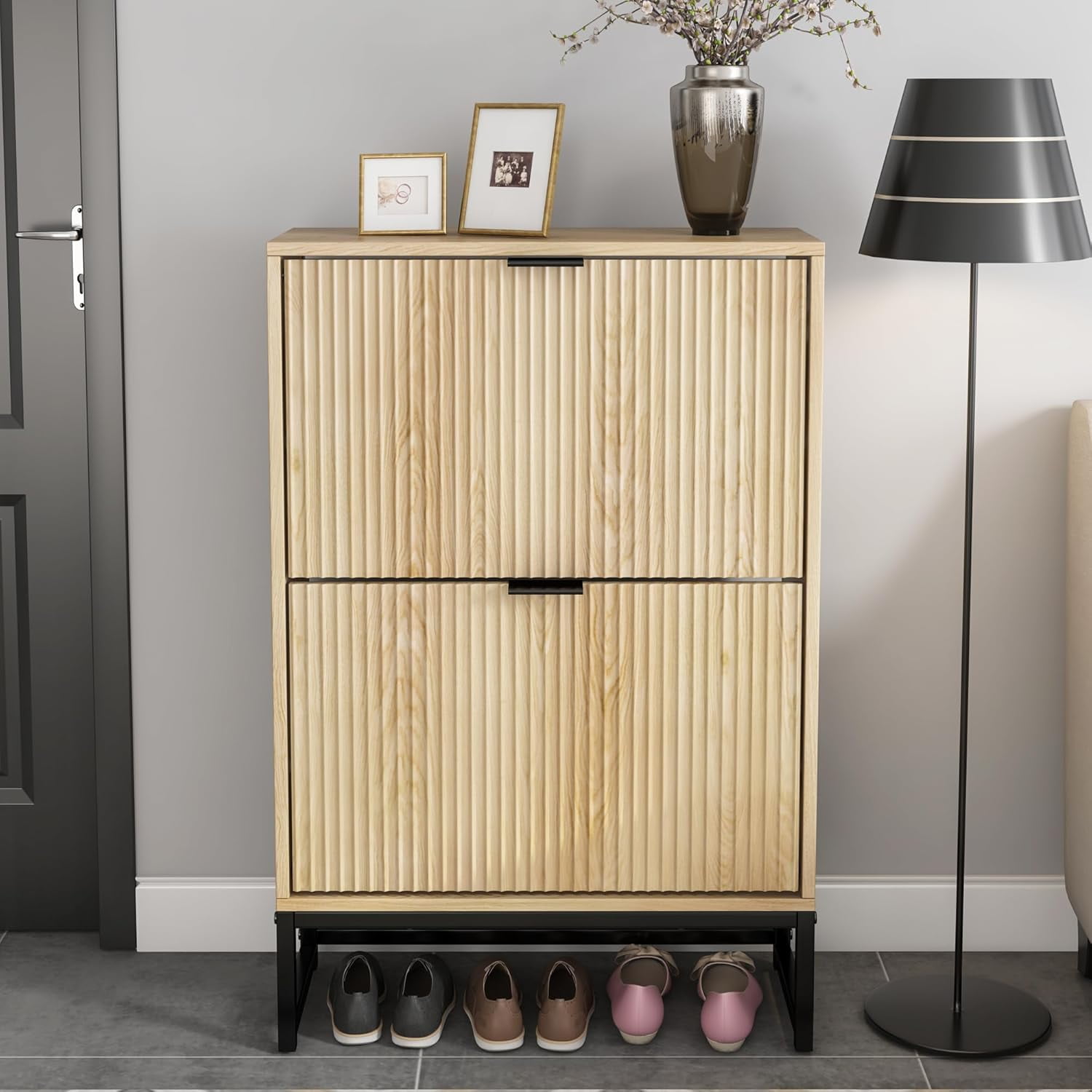 Shoe Cabinet Storage for Entryway Slim Shoe Cabinet with 4 Flip Drawers ...