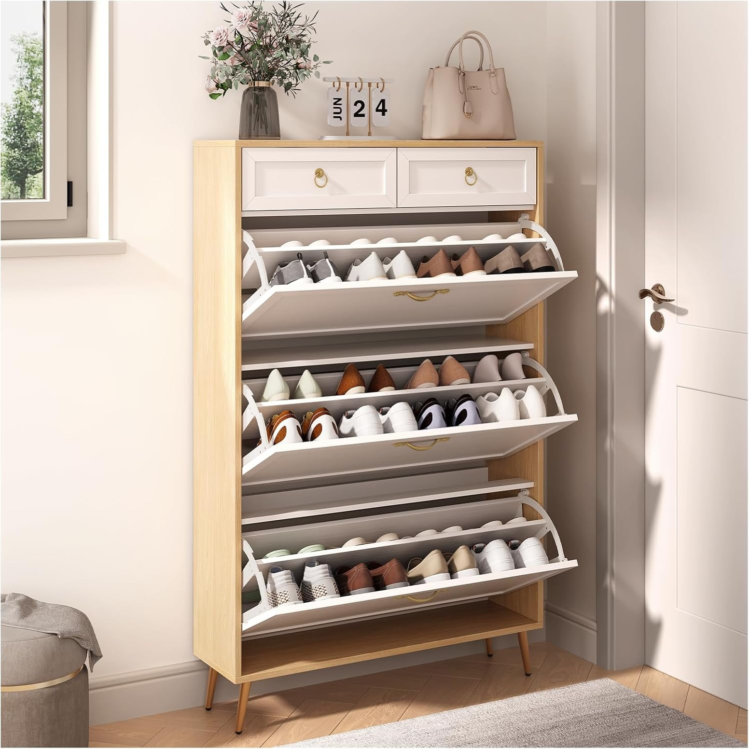 Shoe Cabinet Storage for Entryway, Modern Entrance Shoe Storage Cabinet ...