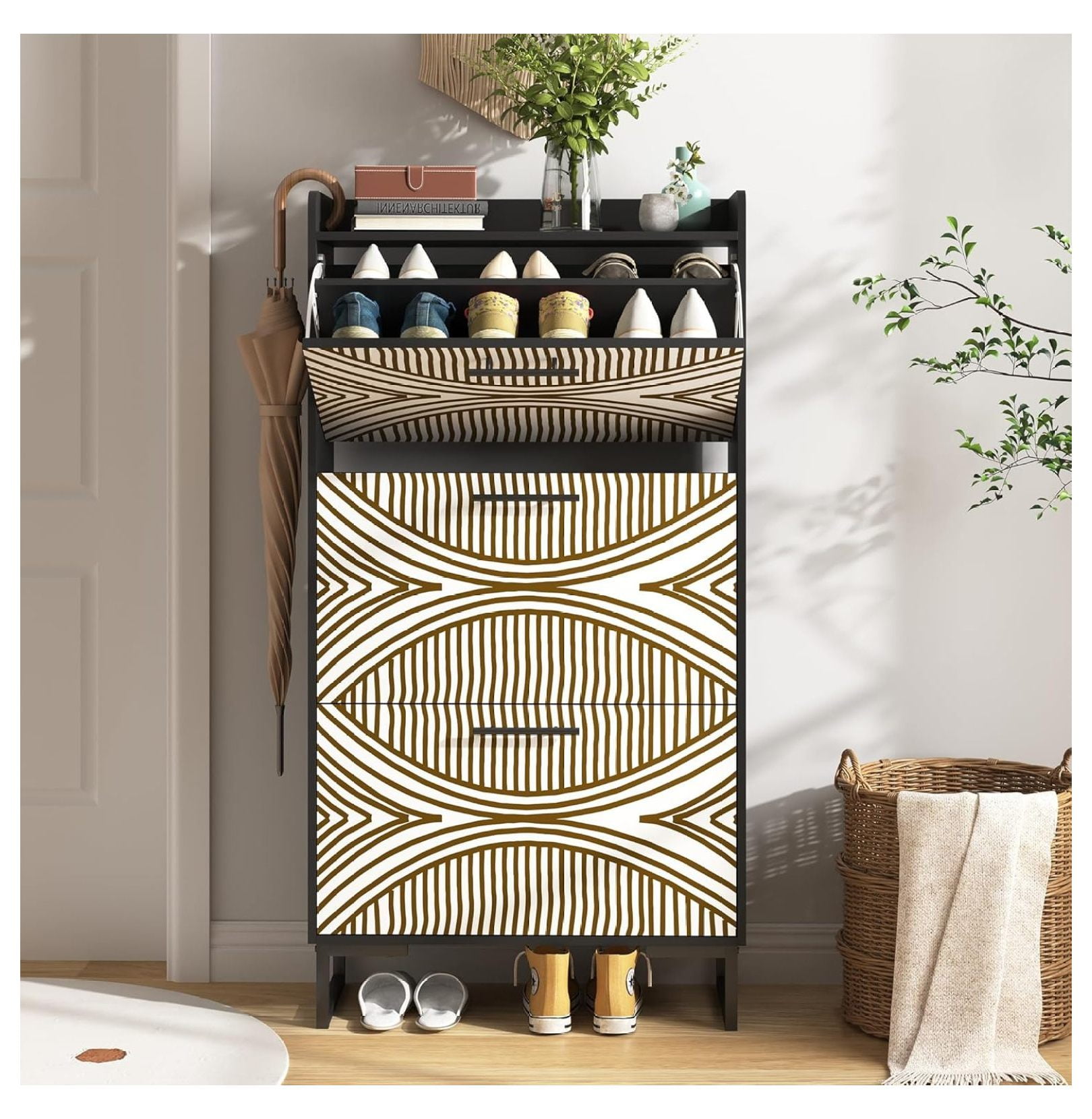 Shoe Cabinet for Entryway,Narrow Shoe Storage Cabinet with 3 Drawers ...