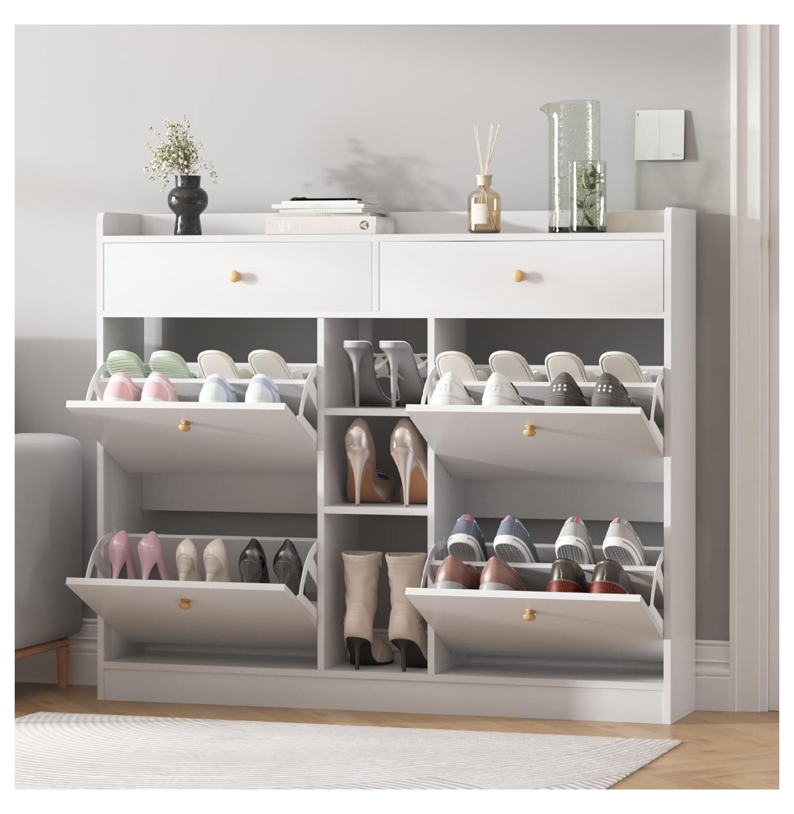 Shoe Cabinet for Entryway,Shoe Rack Storage Organizer with Drawers ...