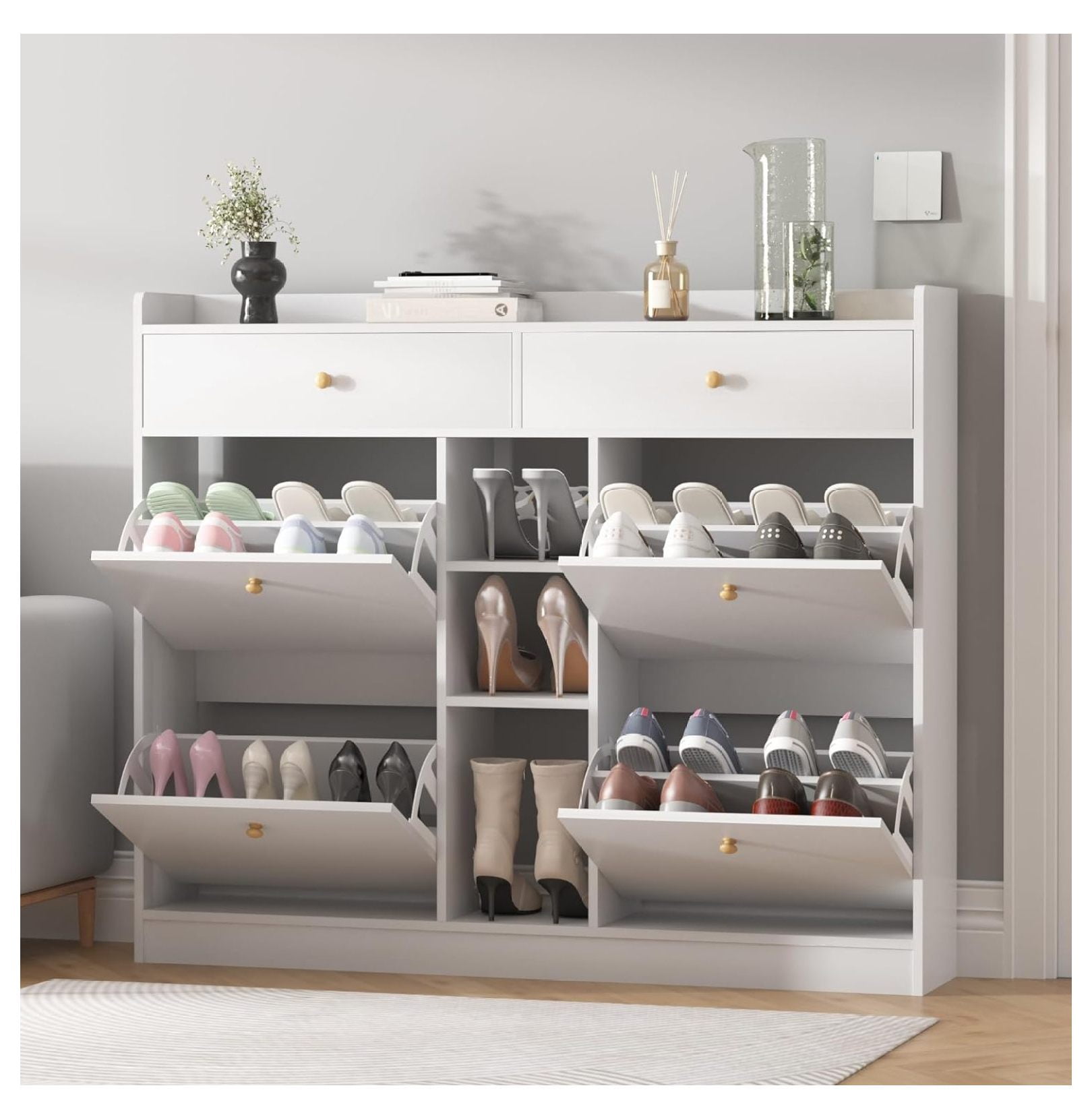 Shoe Cabinet for Entryway,Shoe Rack Storage Organizer with Drawers ...