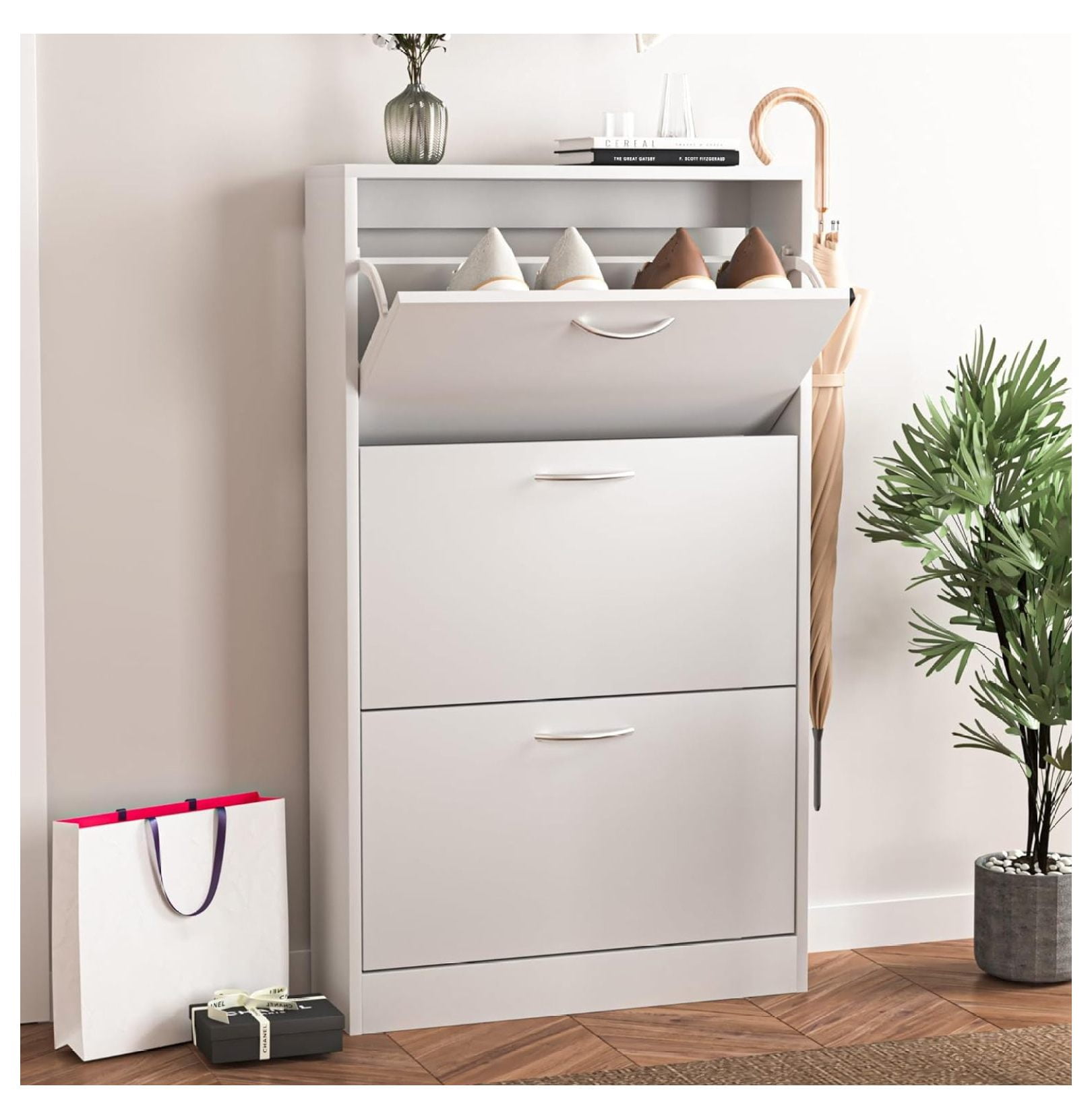 Shoe Cabinet for Entryway,Slim Hidden Shoe Storage Cabinet with 3 ...