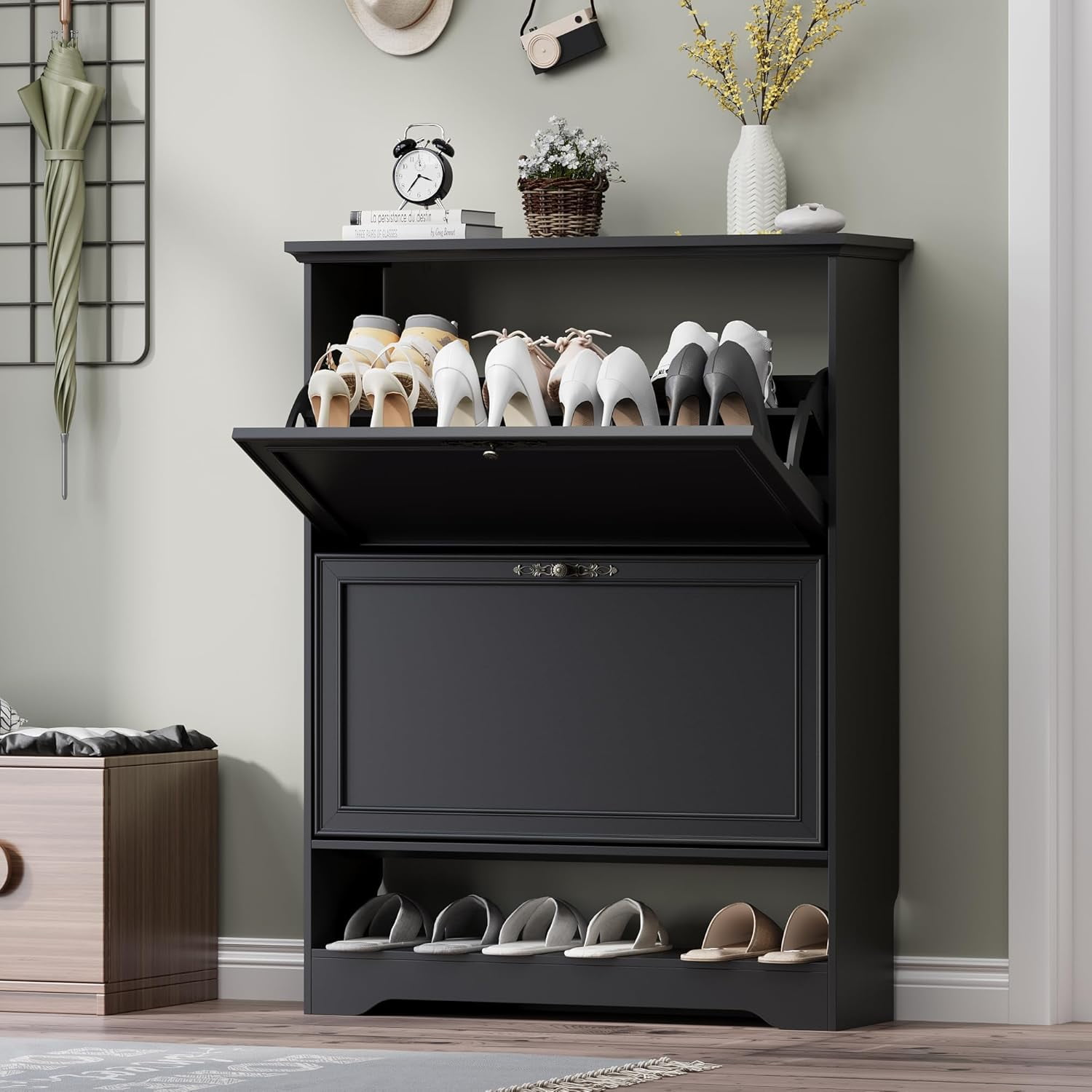 Shoe Cabinet for Entryway, Slim Shoe Storage Cabinet with Adjustable ...