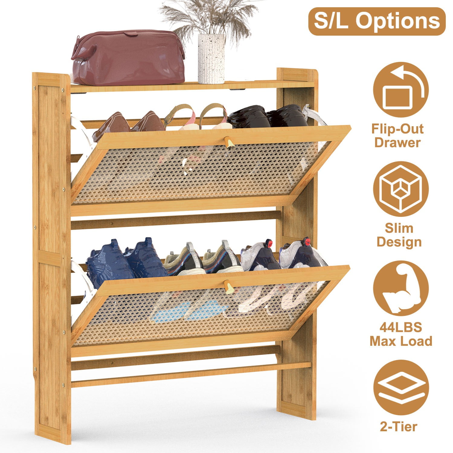 Shoe Cabinet, iMounTEK Shoe Storage Cabinet for Entryway, Modern Two ...