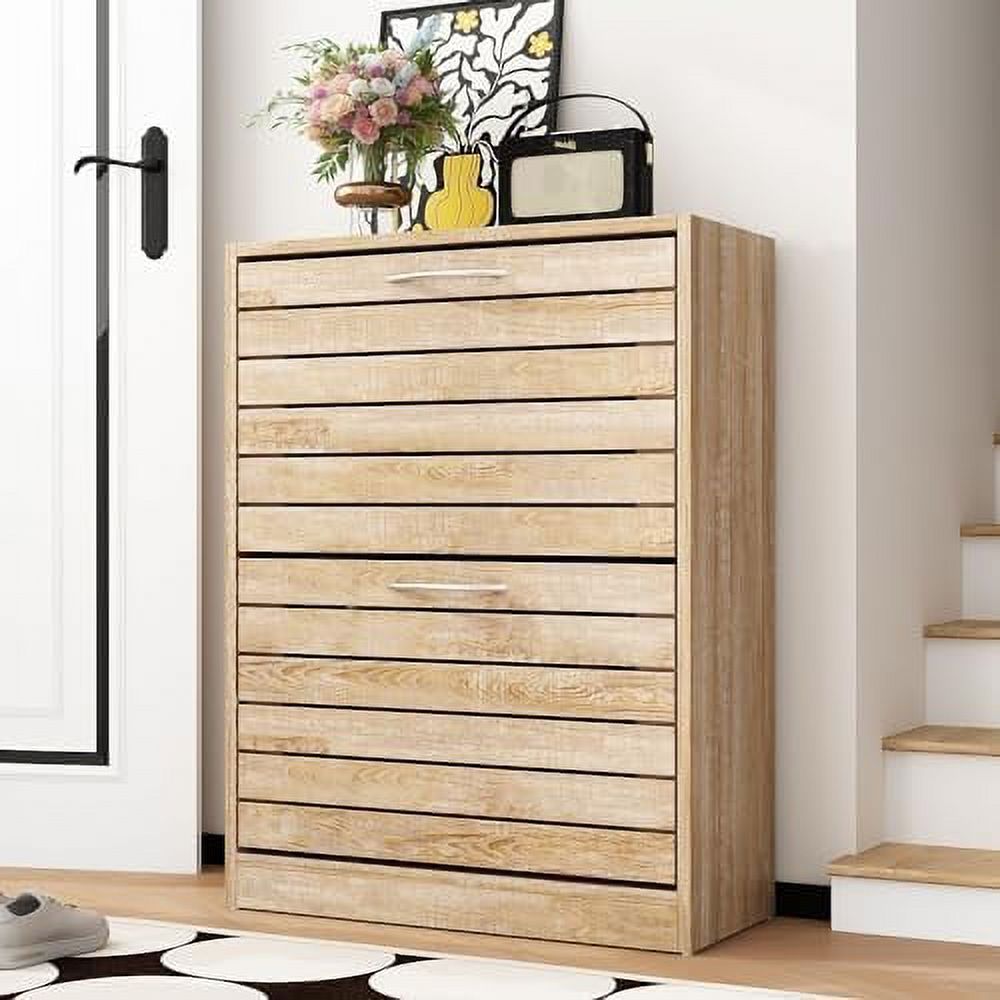 Shoe Cabinet with 2 Flip Drawers, Shutter Design, Shoe Organizer for ...