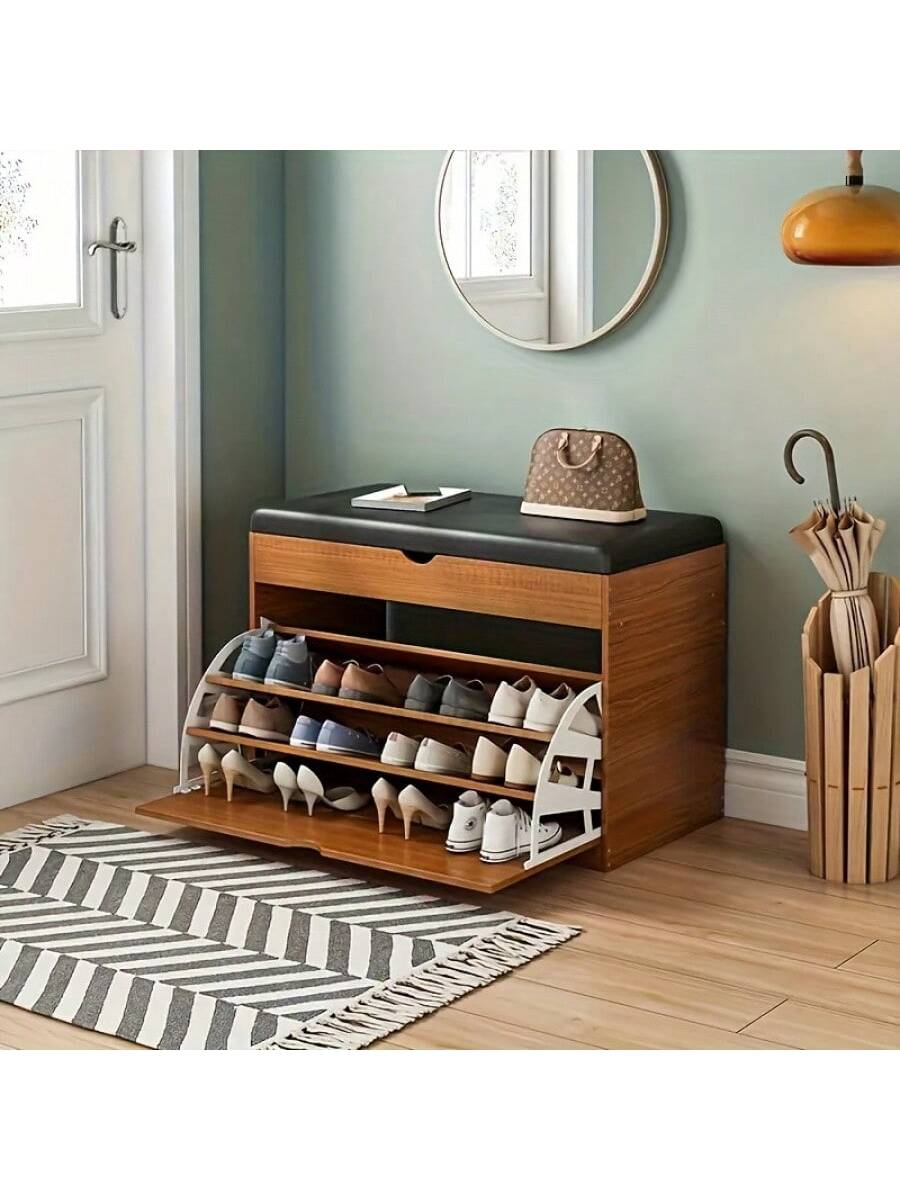 Shoe Cabinet with 3 Drawers & Bench – Foldable Shoe Storage Organizer ...