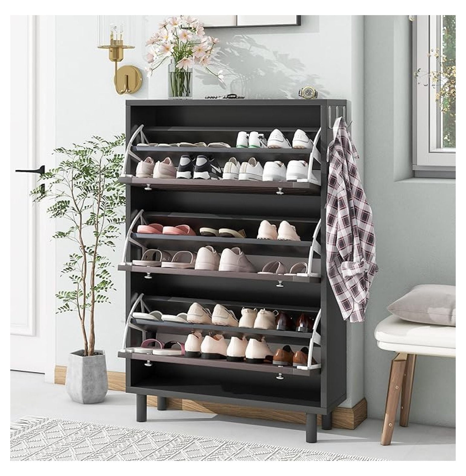 Shoe Cabinet with 3 Drawers, Free Standing Shoe Rack Organizer ...