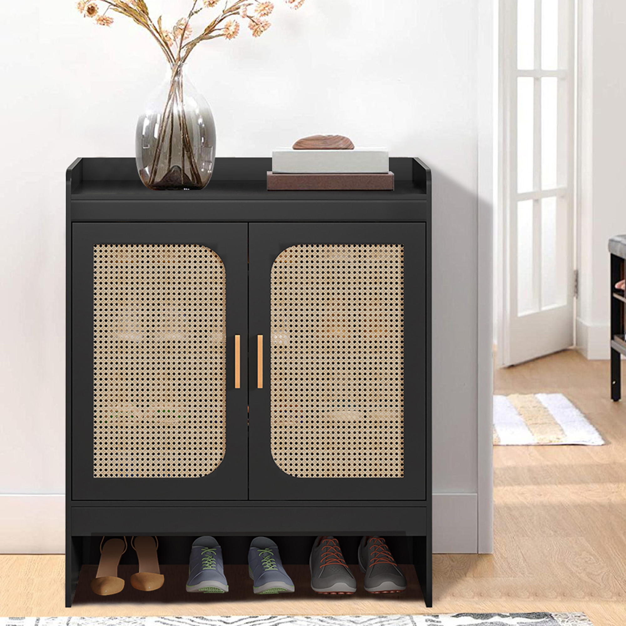 Shoe Cabinet Set of 2, Large Capacity Shoe Storage Organizer Cabinet ...