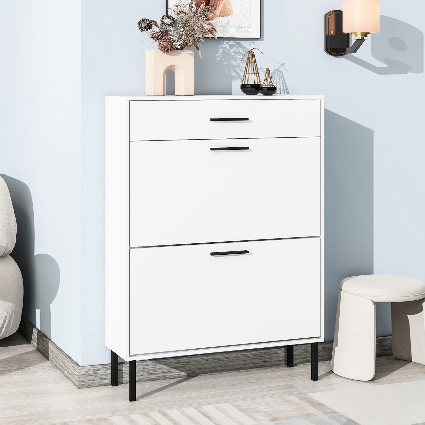 Shoe Cabinet with Deep Top Drawer | Store Small Items like Picture ...