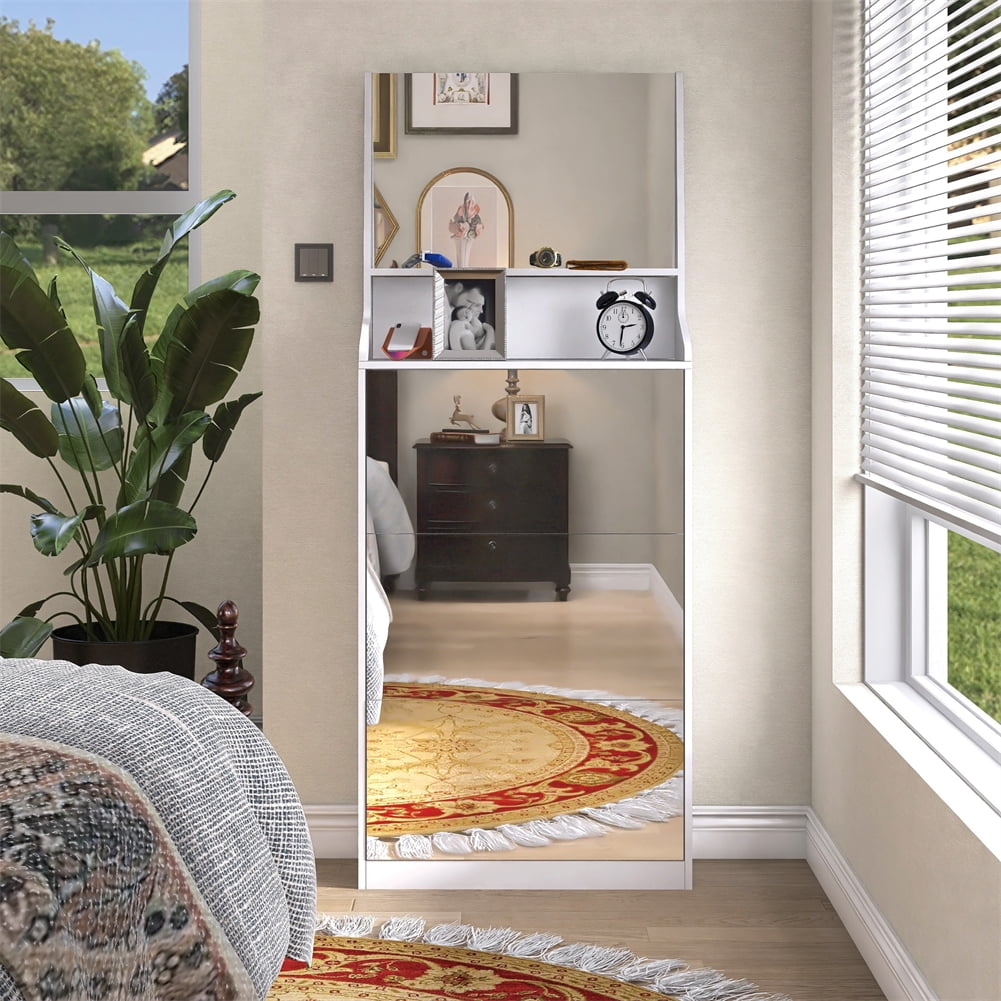 Shoe Cabinet with Mirrors Shoe Storage Cabinet With Flip Drawers Narrow ...