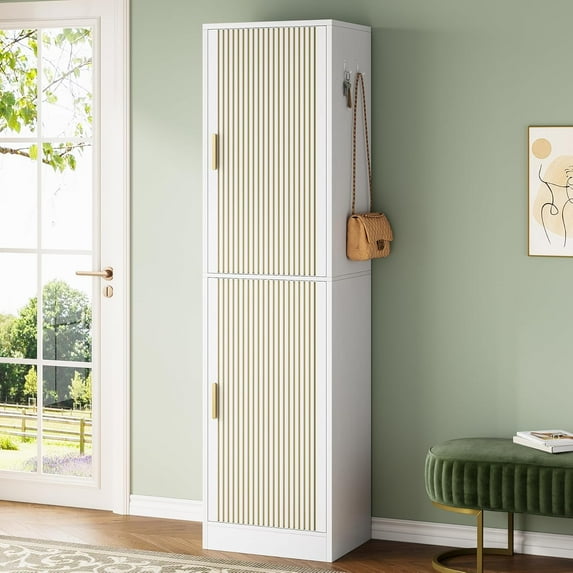 Shoe Cabinet with Slipper Rack, 10-Tier Narrow Tall Shoe Storage ...