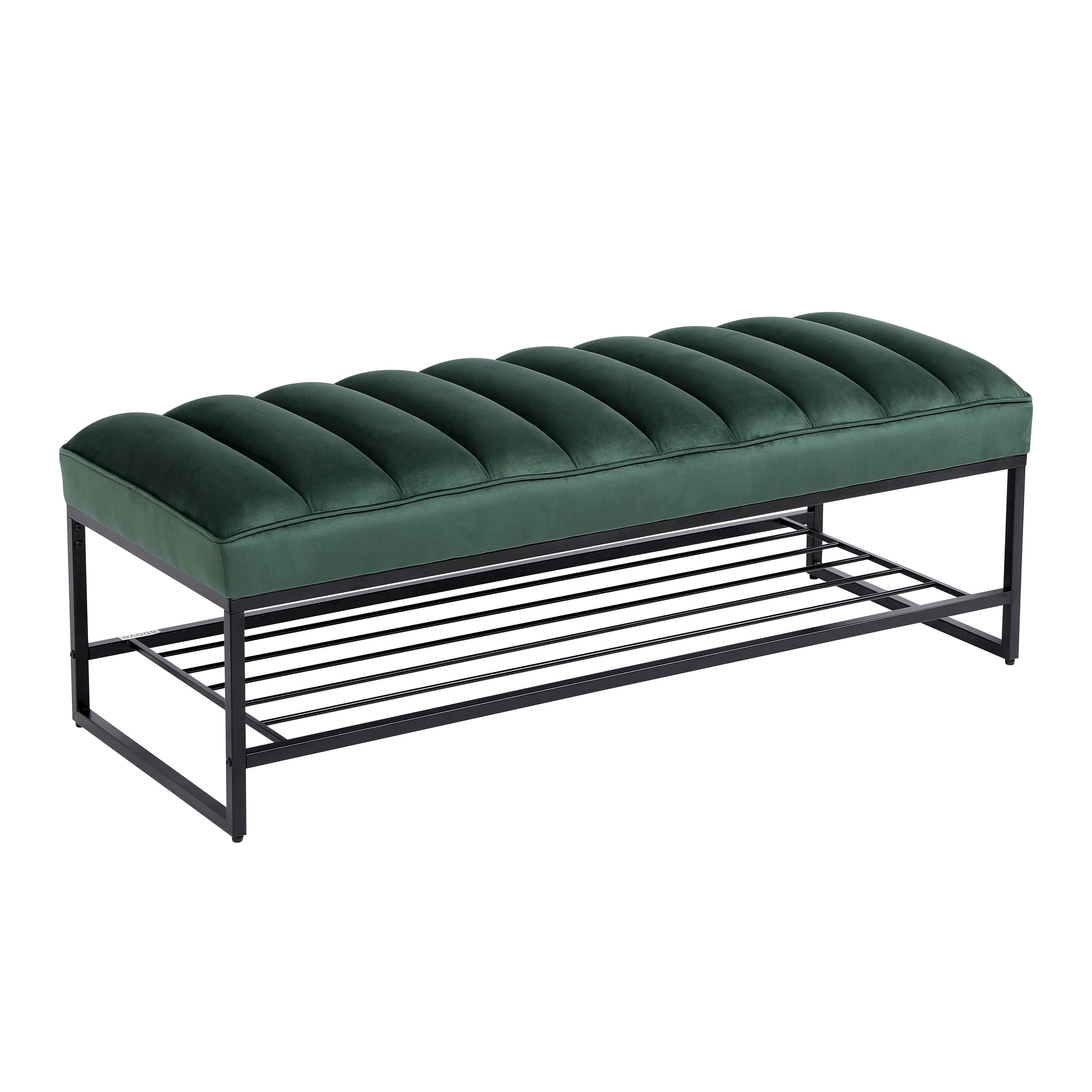 Shoe Changing Stool Bench with Metal Shelf Sherpa Upholstered Benches ...