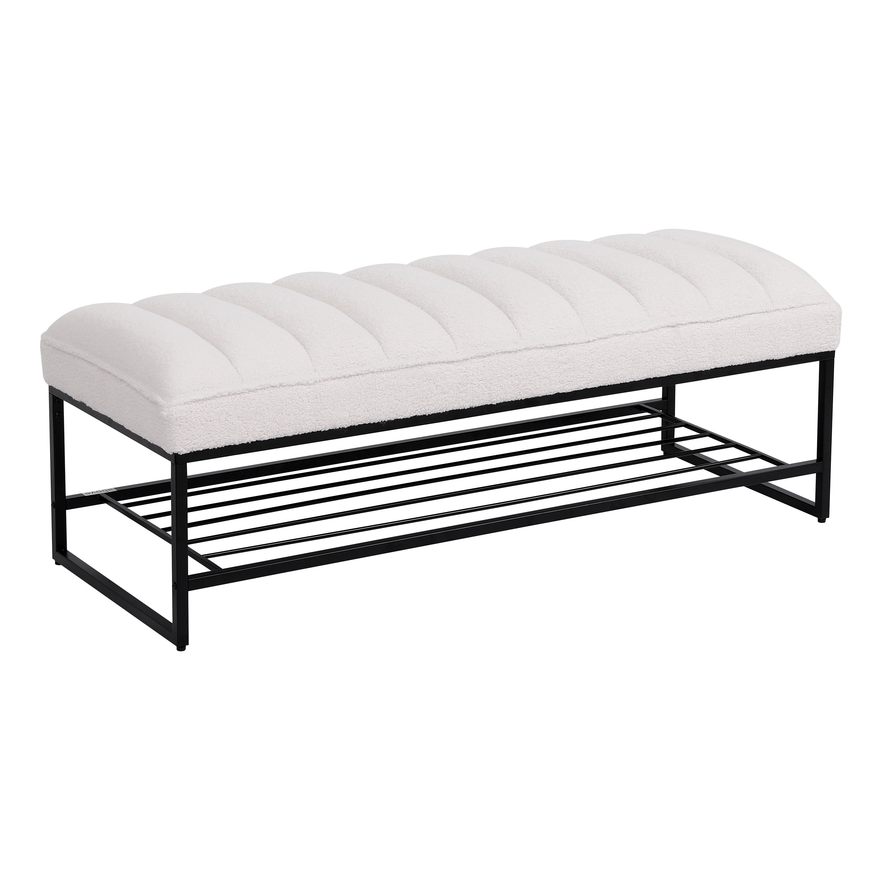 Shoe Changing Stool Bench with Metal Shelf Sherpa Upholstered Benches ...
