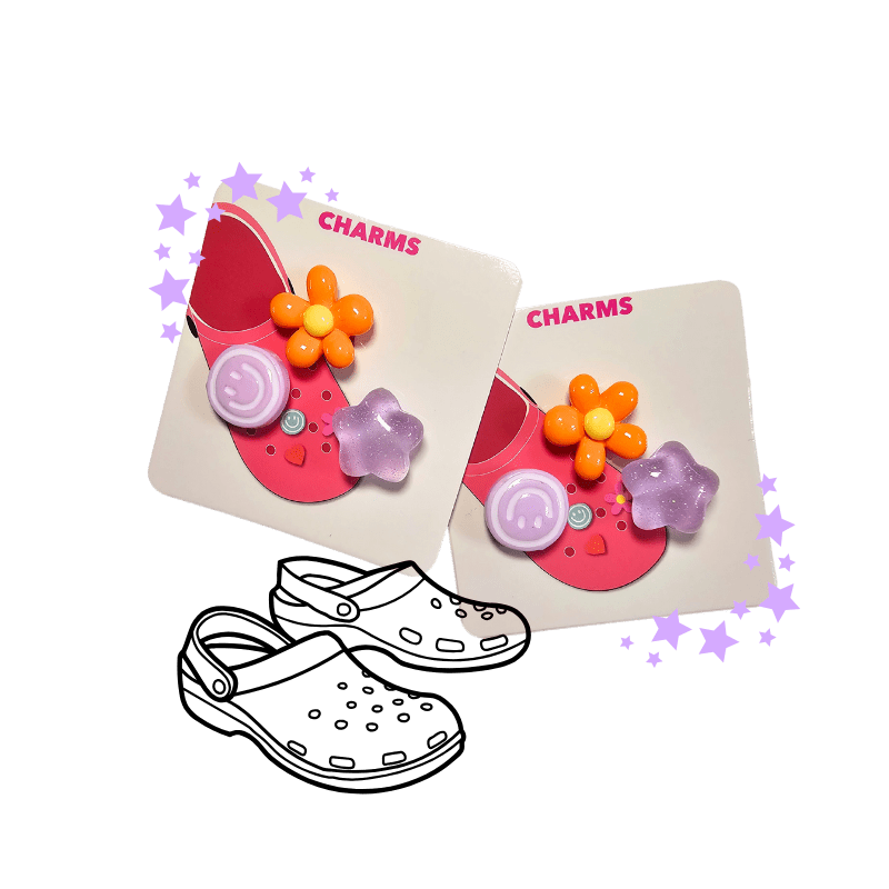 Shoe Charms for Clogs Sandals, 1" Charms (Orange & Purple Theme ...
