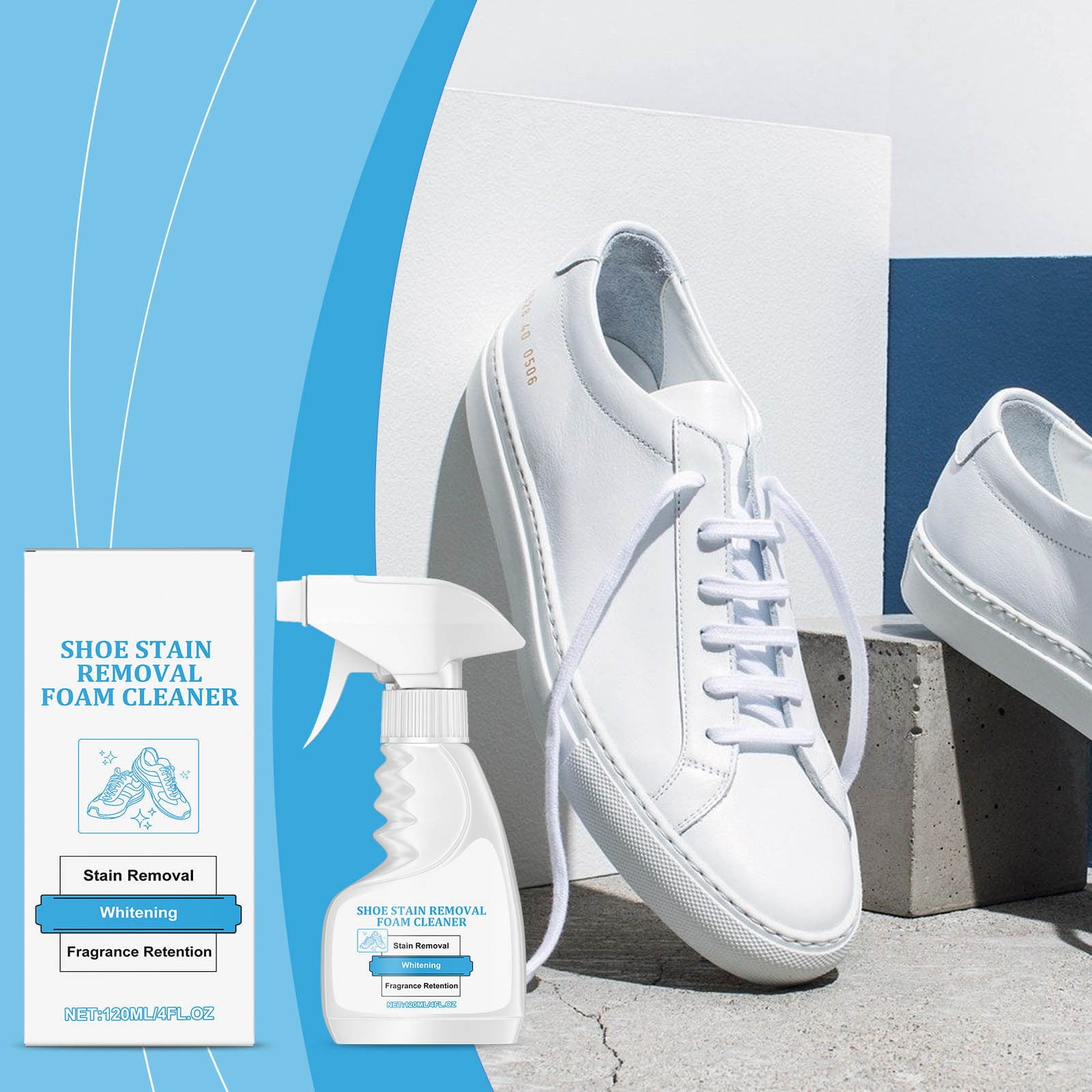 Shoe Cleaner Foam Spray 3-in-1 | Stain Remover for Leather, Canvas ...