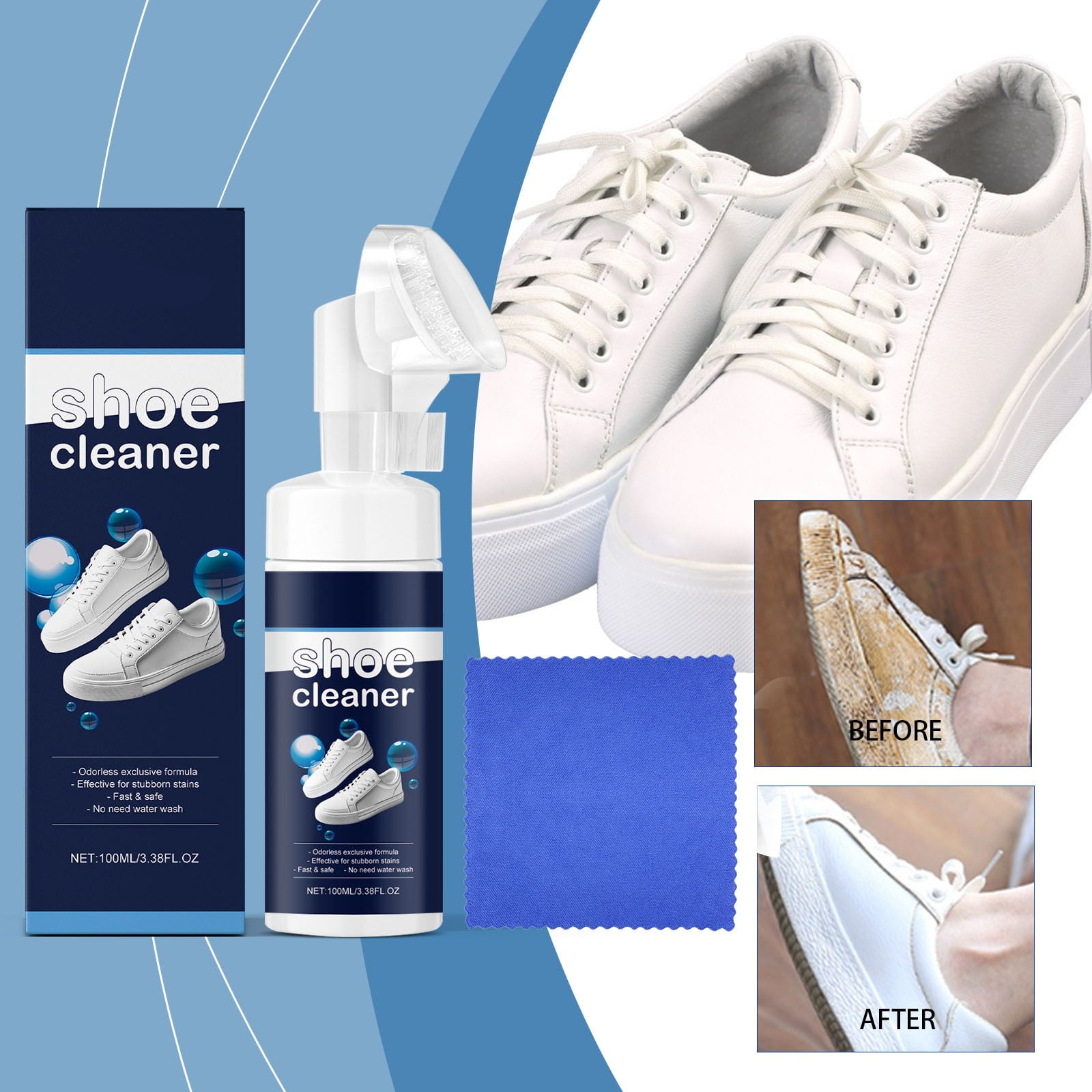 Shoe Cleaner White Shoe Cleaning Foam Cleaner with Cleaning Cloth ...