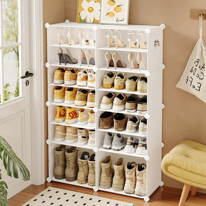Shoe Cubby Storage for Closet,32 Pair Shoe Rack,8 Tier Portable Shoe ...