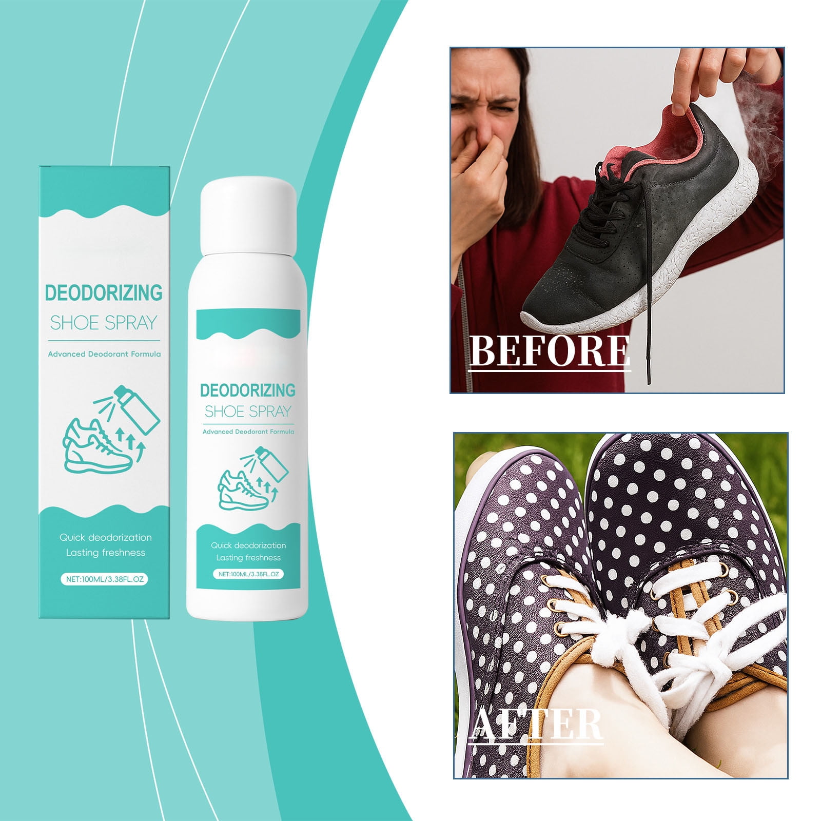 Shoe Deodorizer Spray 100ml | Foot Odor Eliminator for Shoes & Socks ...