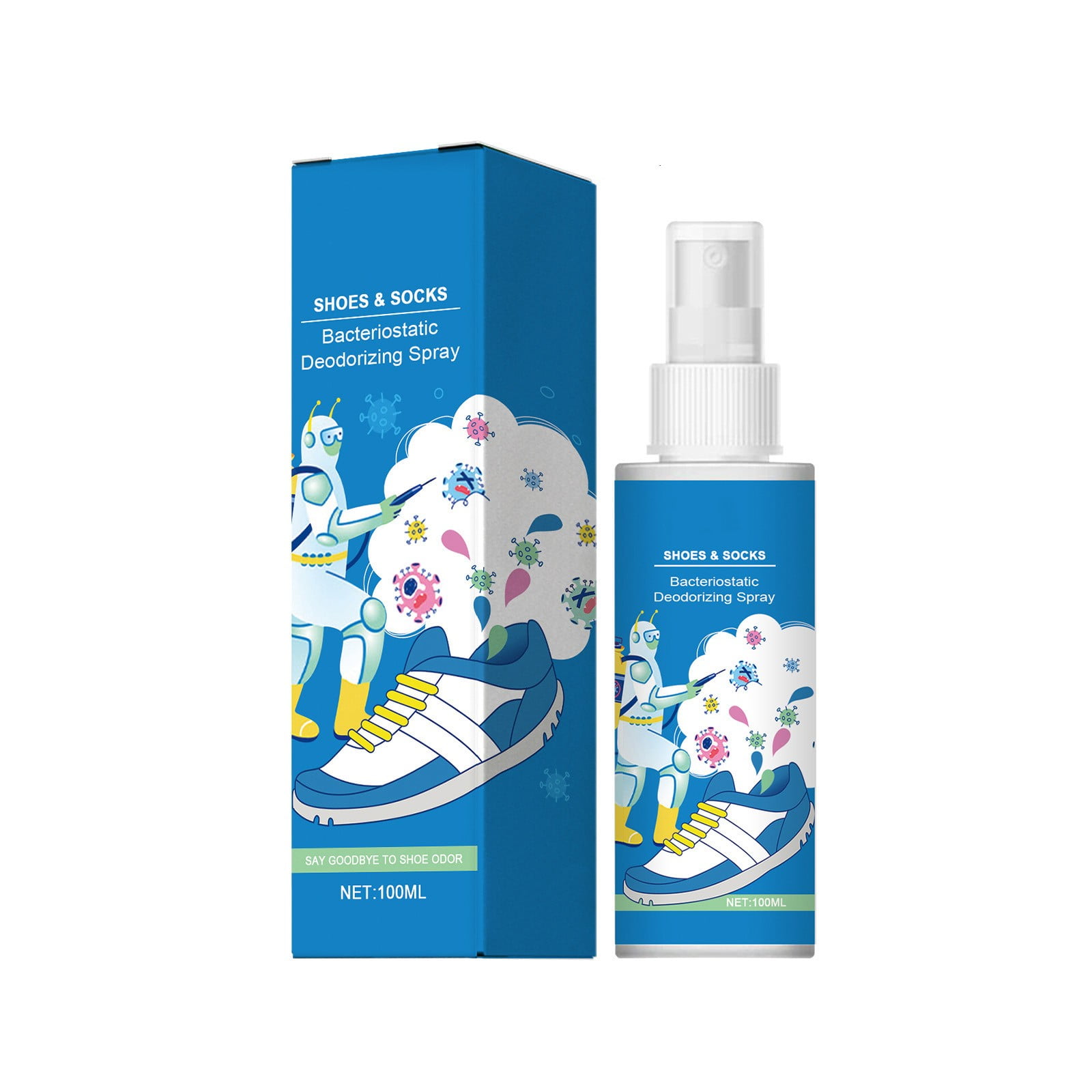 Shoe Deodorizer Spray, 3.4 fl oz Foot Odor Eliminator for Sneakers ...