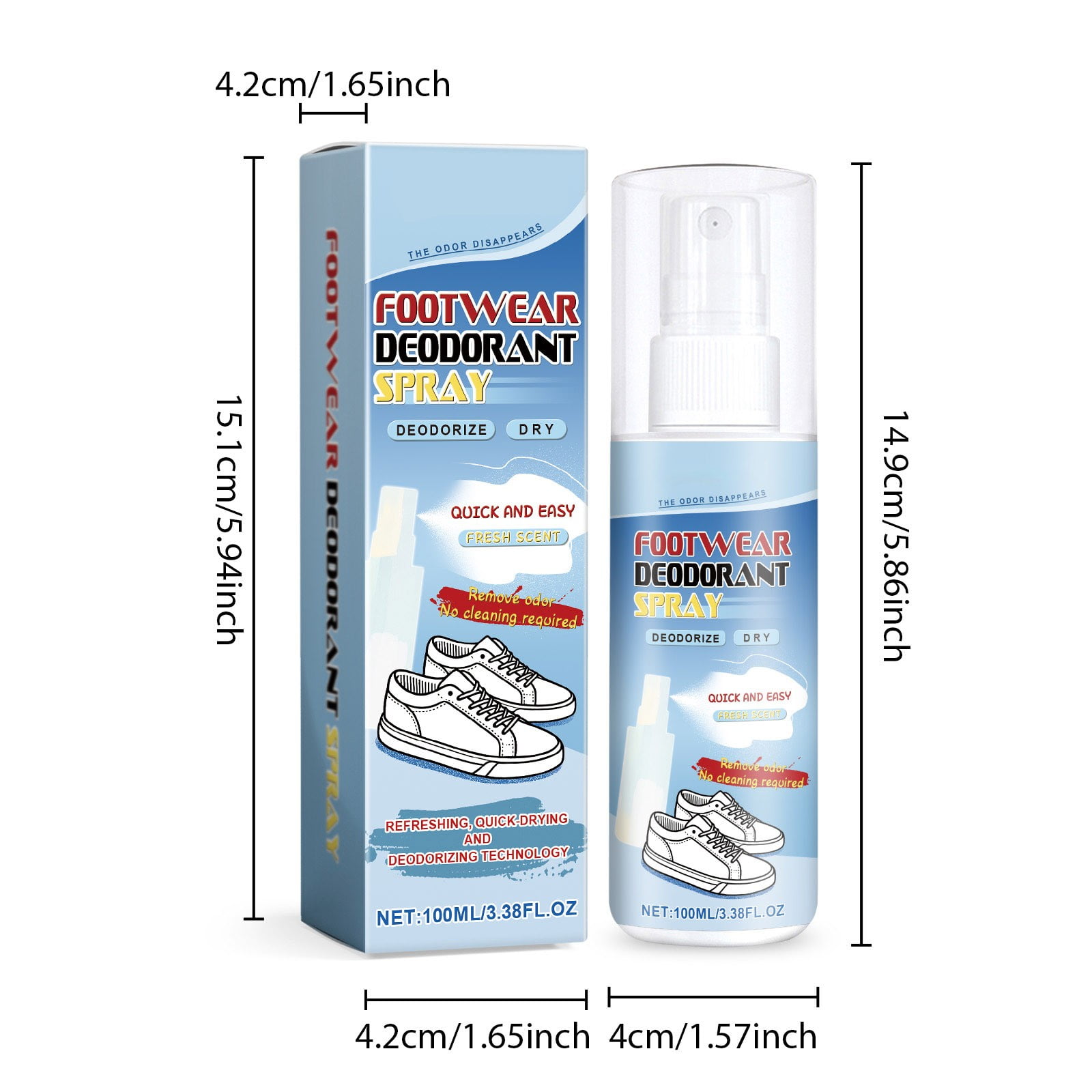 Shoe Deodorizer Spray, Natural Deodorant Spray for Men and Women, Extra ...