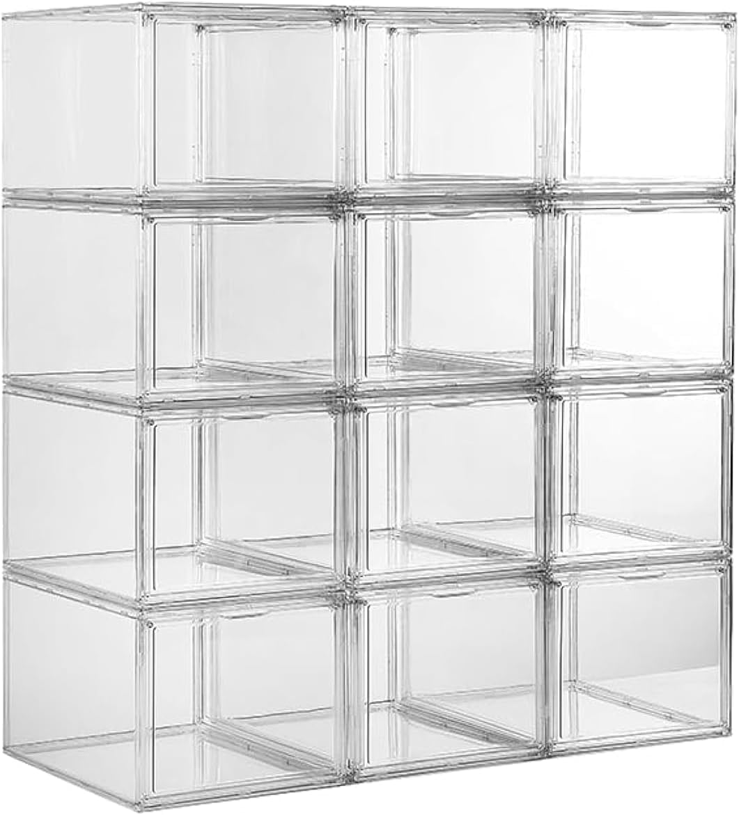 Shoe Display Case, Shoe Storage Boxes Clear Acrylic Shoe Box Stackable ...