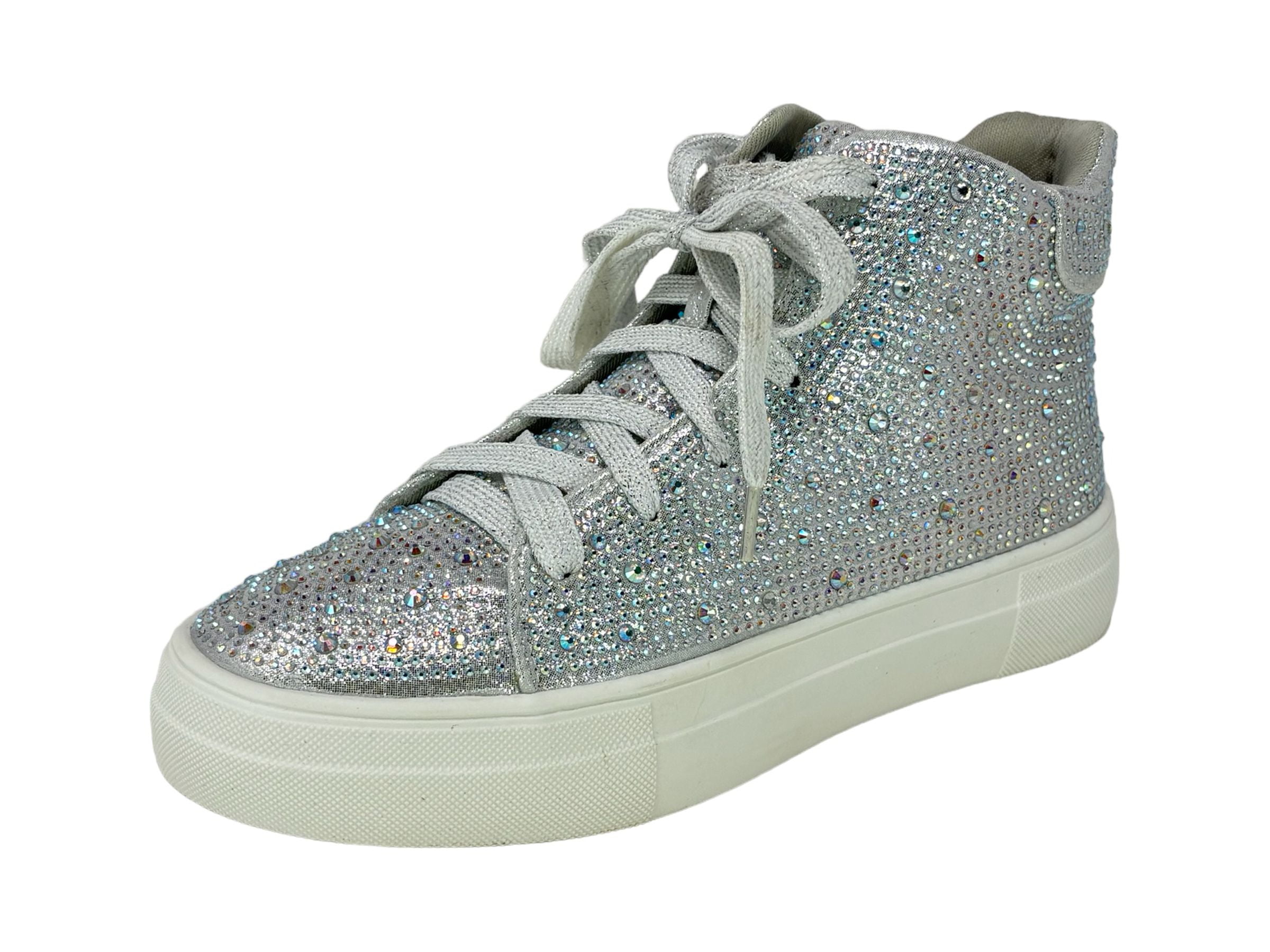 Shoe Fash Women's Fashion Rhinestone High Top Lace Up Sneaker Shoes ...