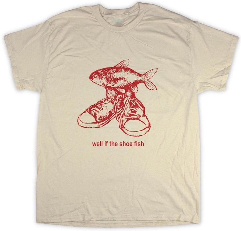 Shoe Fish Cursed T-Shirt Y2K Tee Funny Bass TShirt Ironic Meme Shirts ...