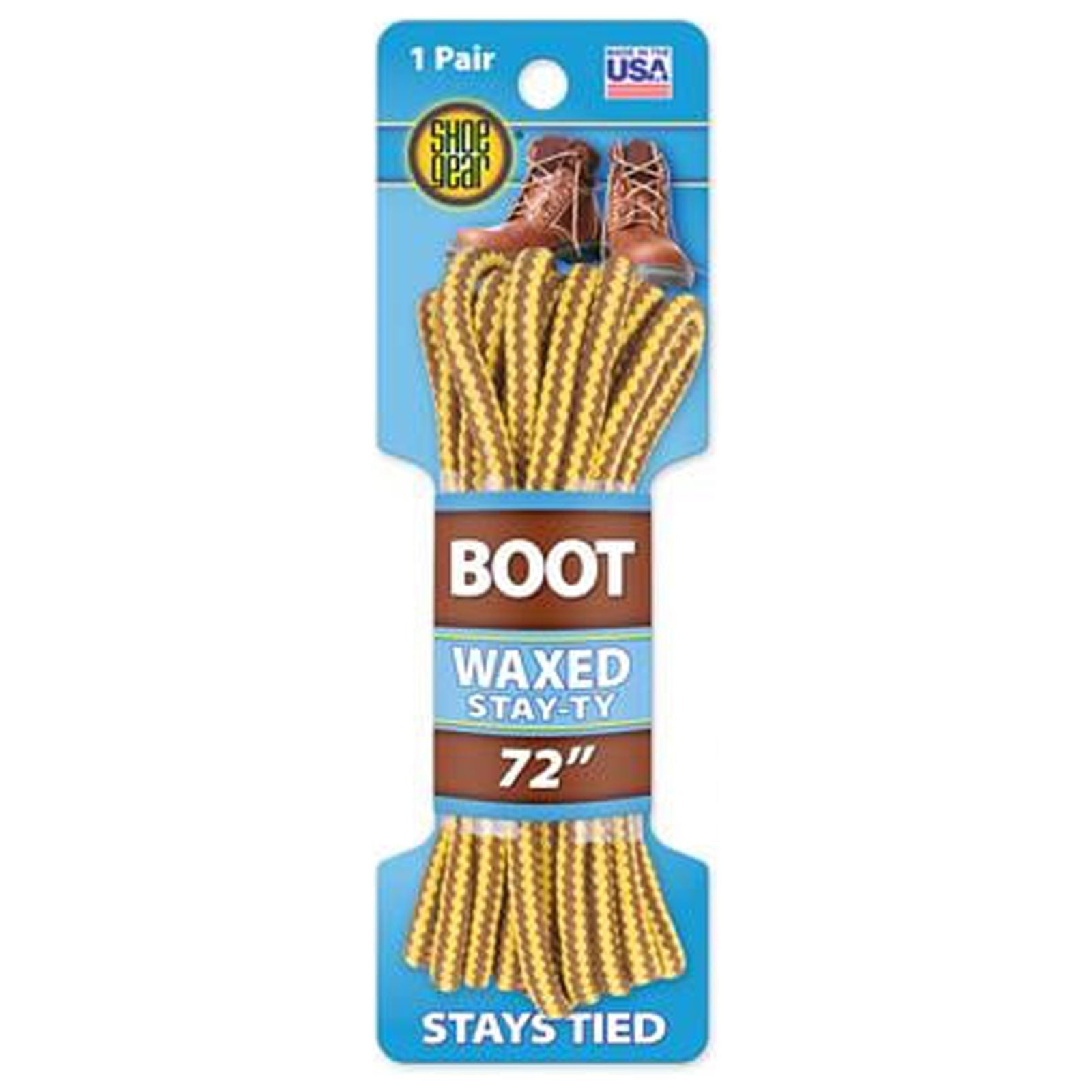 Shoe Gear Waxed Boot Laces - 72" Brown/Gold for Footwear Maintenance ...
