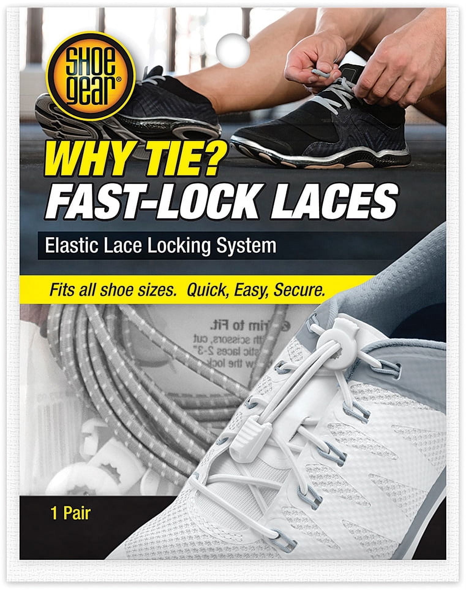 Shoe Gear Why Tie Fast Lock Laces Set - White & Gray for Easy Footwear ...