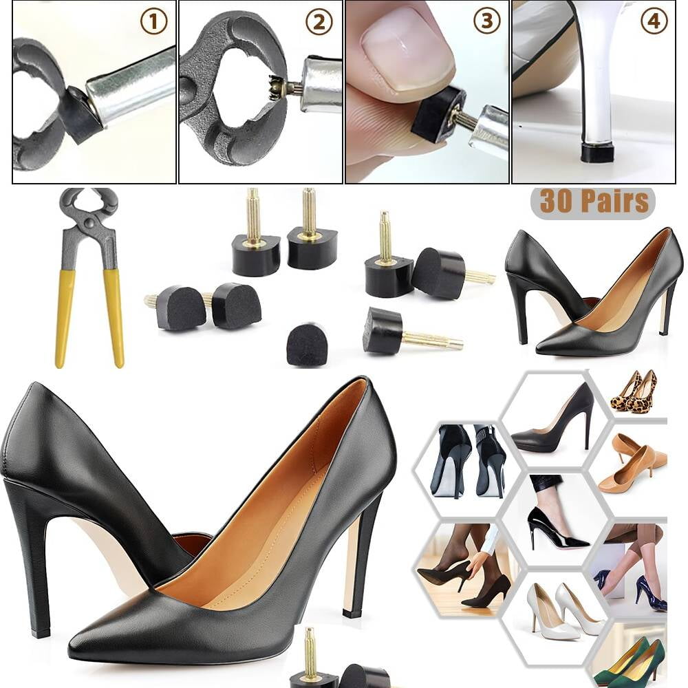 Shoe Heel Repair Set, 5 Different Sizes Heel Tips for High Heel Shoes ...