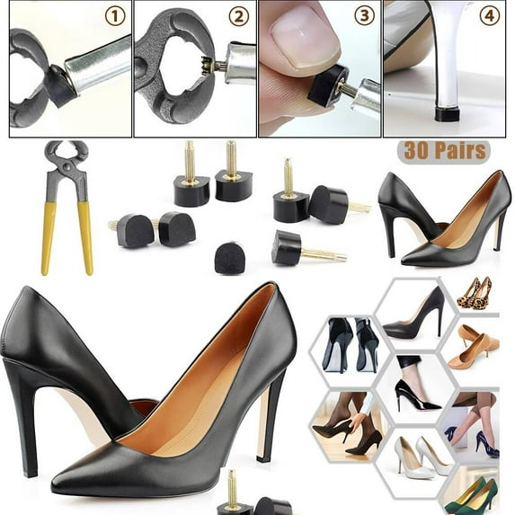 Shoe Heel Repair Set, 5 Different Sizes Heel Tips for High Heel Shoes ...