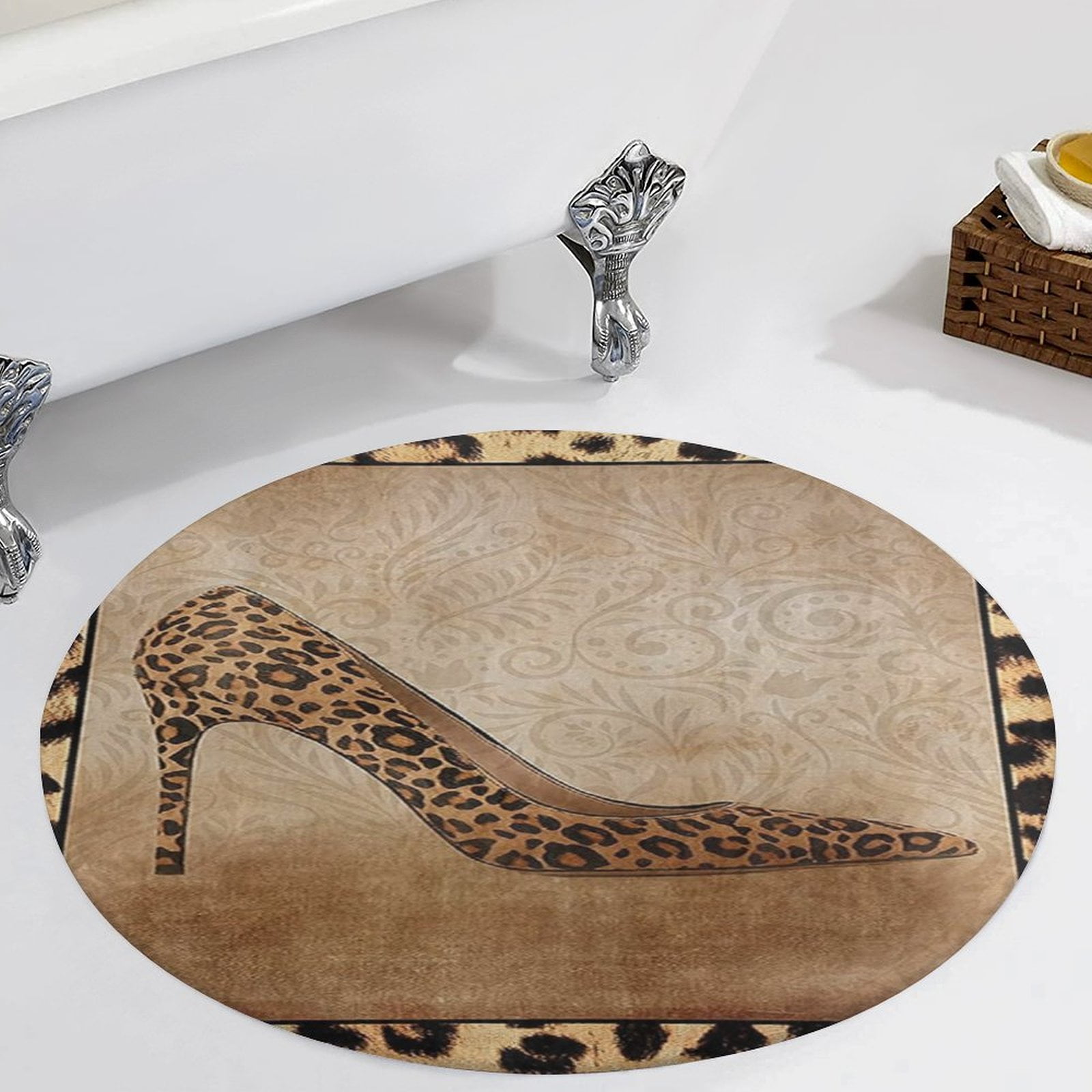 Shoe High Heels Leopard Print Round Carpet Circle Rug Outdoor Patio ...