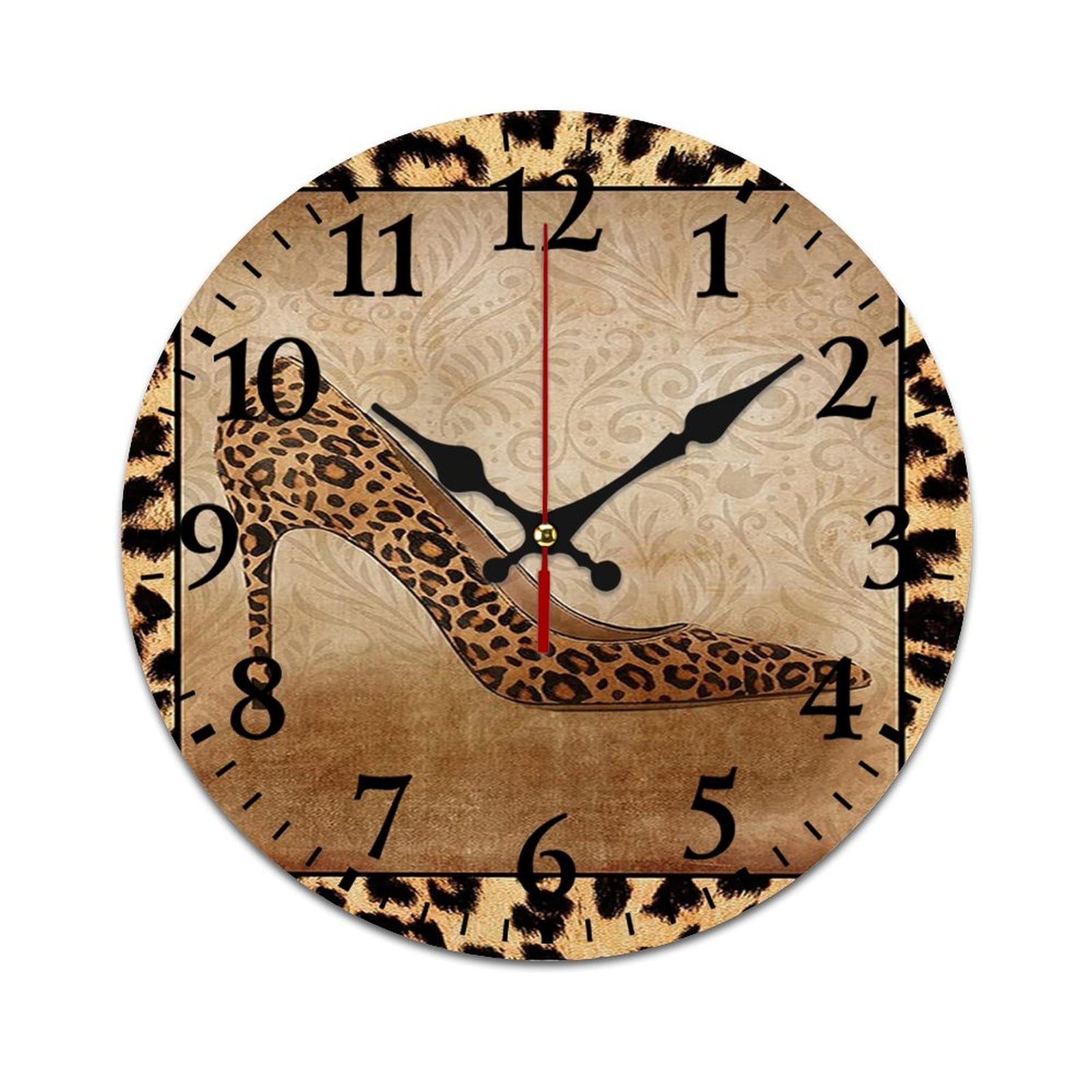 Shoe High Heels Leopard Print Wall Clock Modern Design Clocks Wall ...