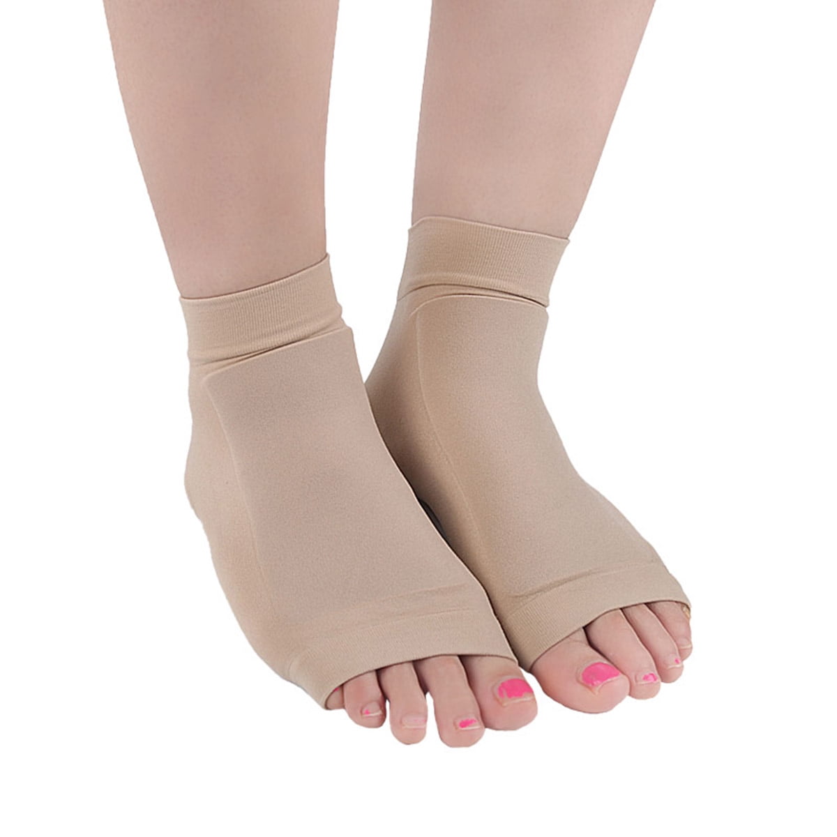 HEALEEP Khaki Heel Sleeve Support for Cracked Heels Moisturizing Nylon ...